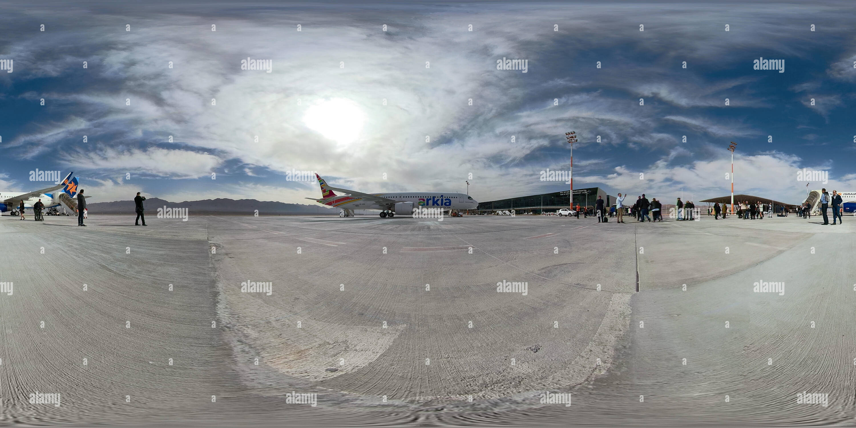 360° view of People arriving to the inauguration of the new Ramon ...