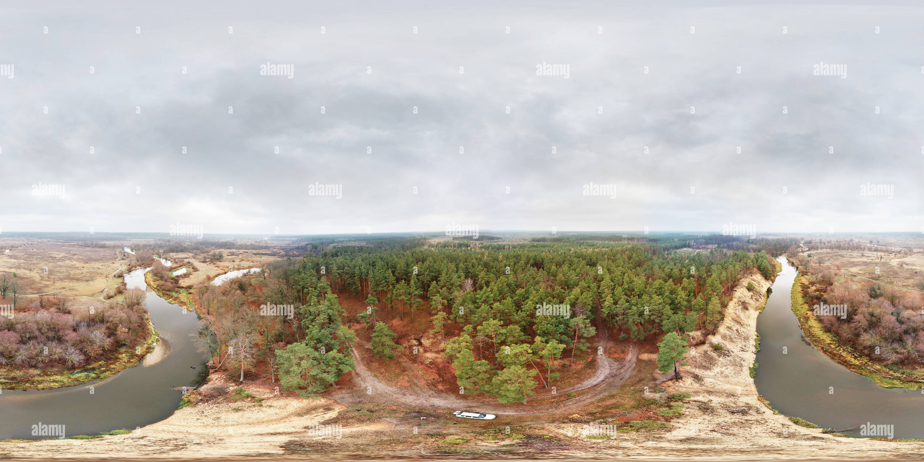 360° view of Airial view over Teterev river - Alamy