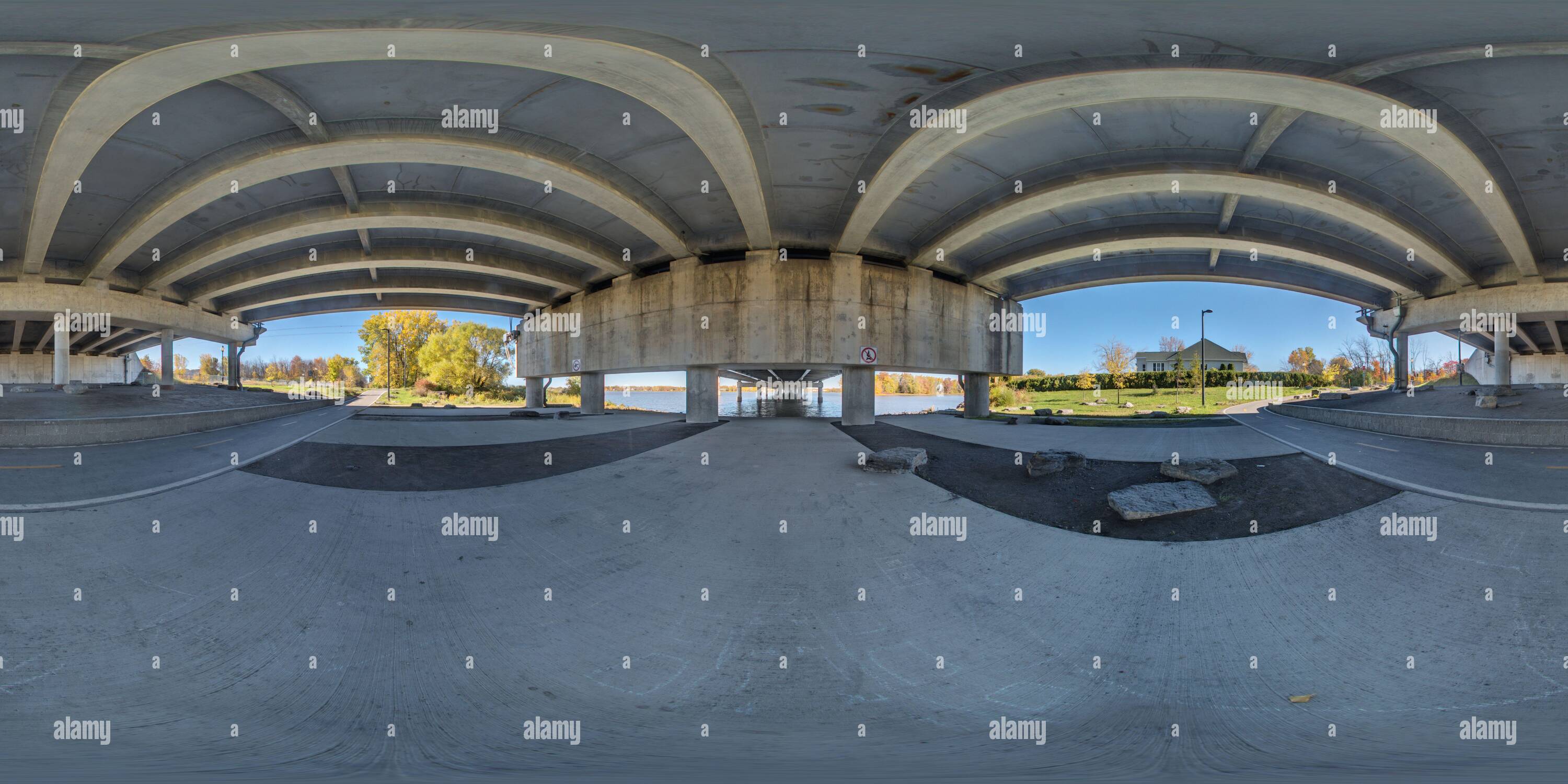 360° view of Under the A25 Bridge in Montreal - Alamy