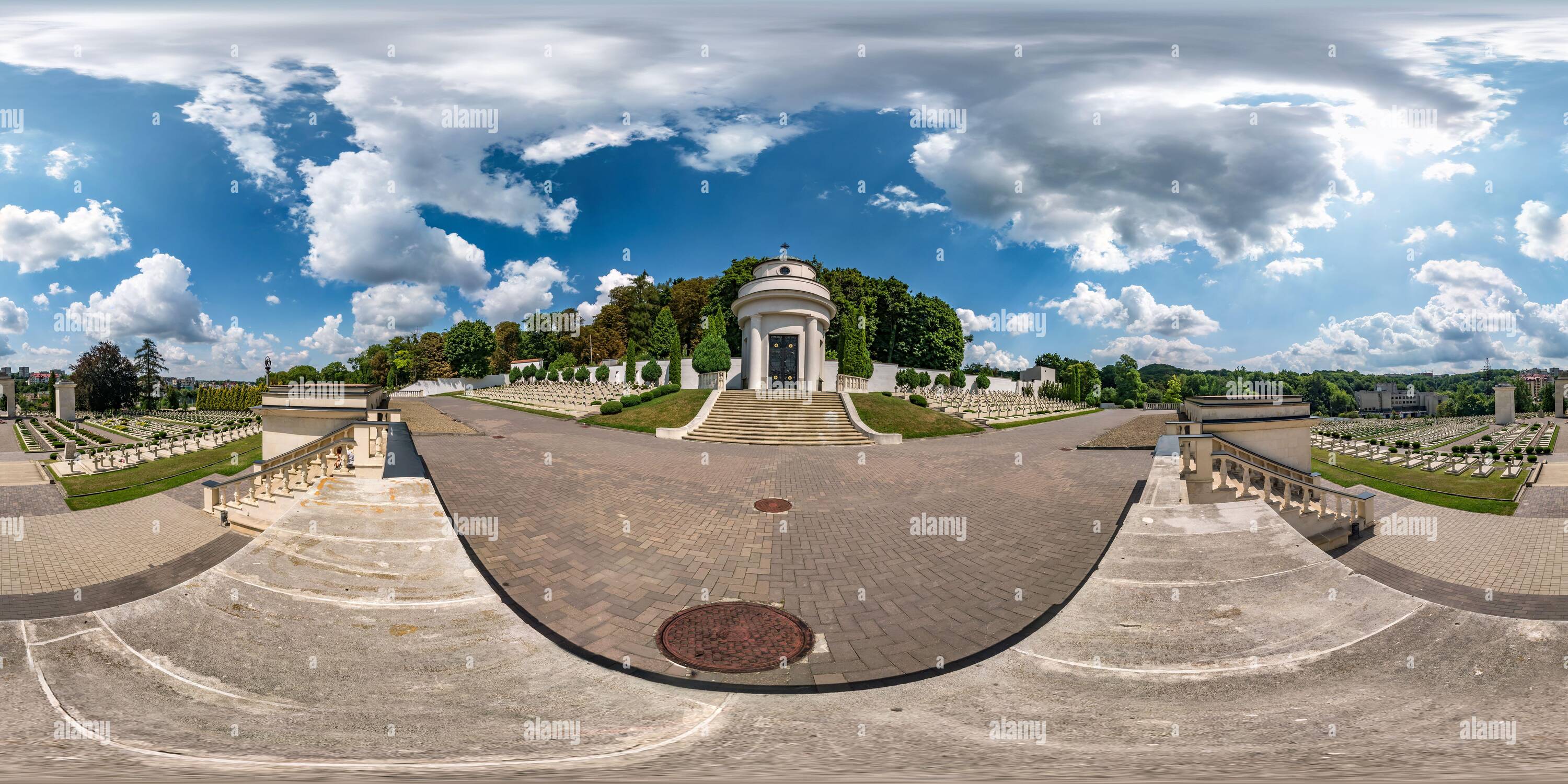 360° view of LVIV, UKRAINE - AUGUST 2019: Full spherical seamless hdri ...