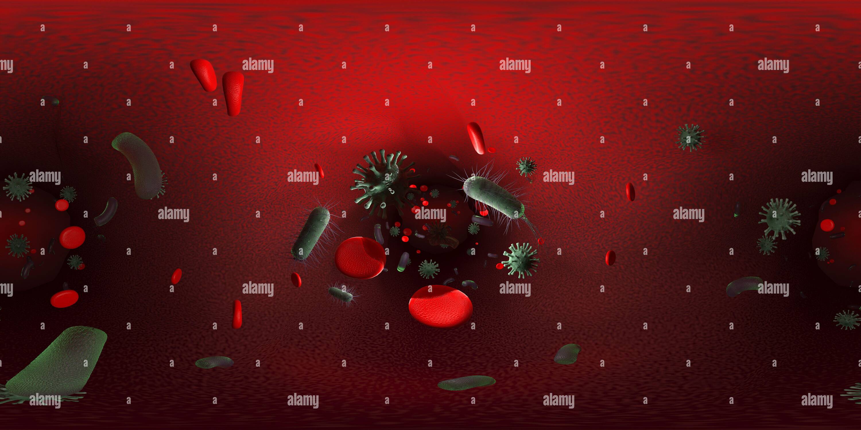 360° view of 3d rendering Microscope virus bacteria close up ...