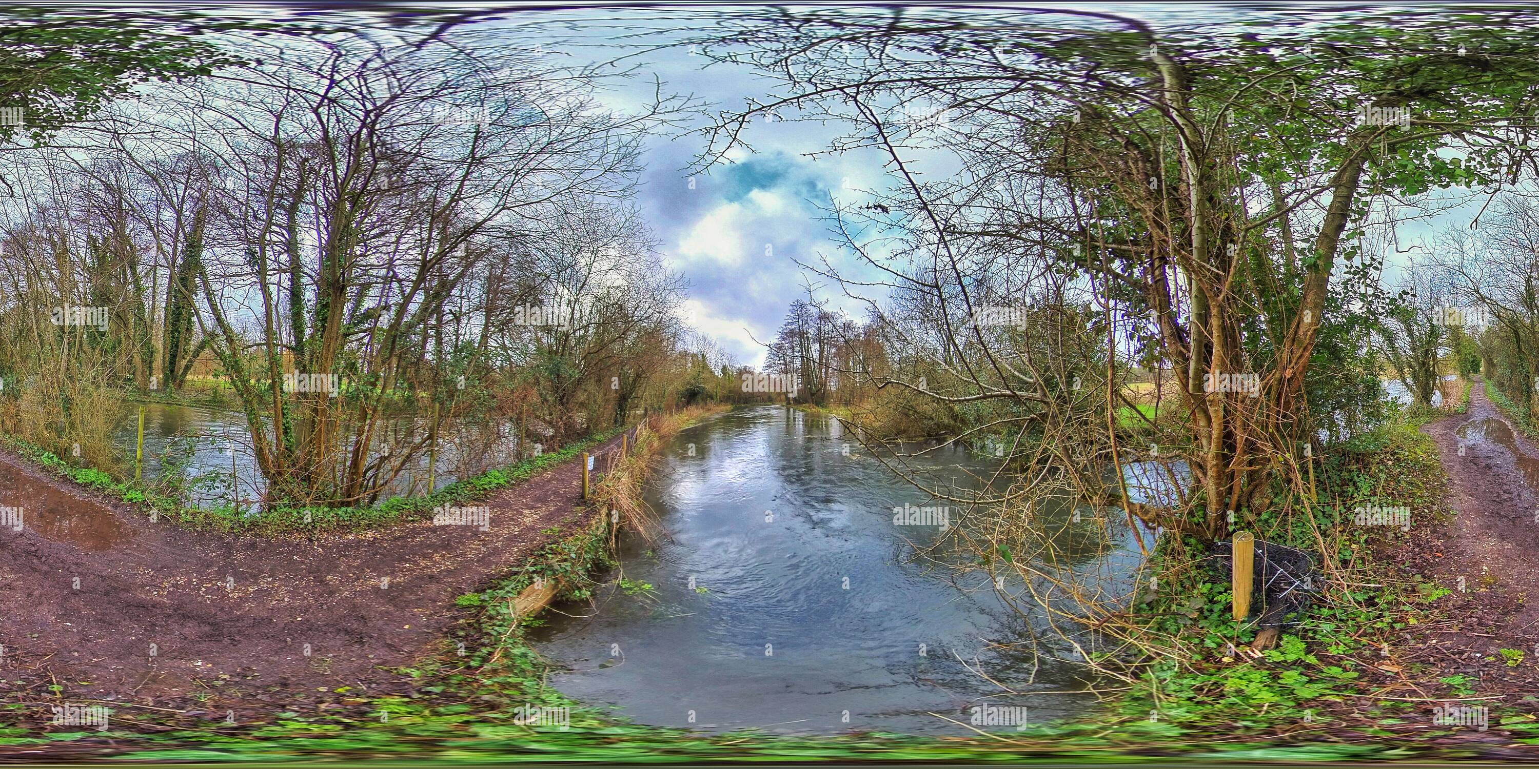 360° view of River Itchen Navigation in winter (360VR - Alamy