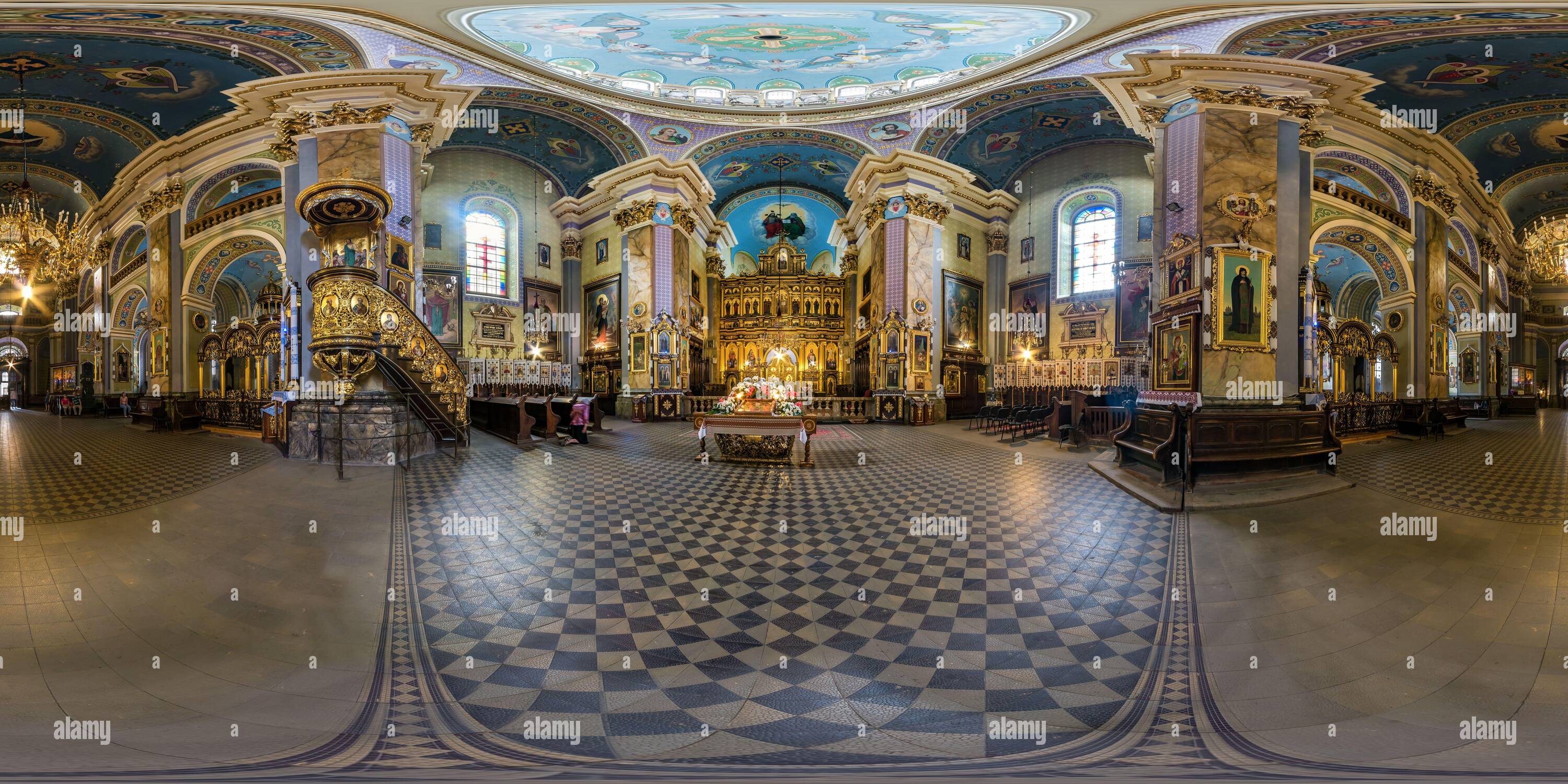 360° view of LVIV, UKRAINE - AUGUST 2019: Full spherical seamless hdri ...