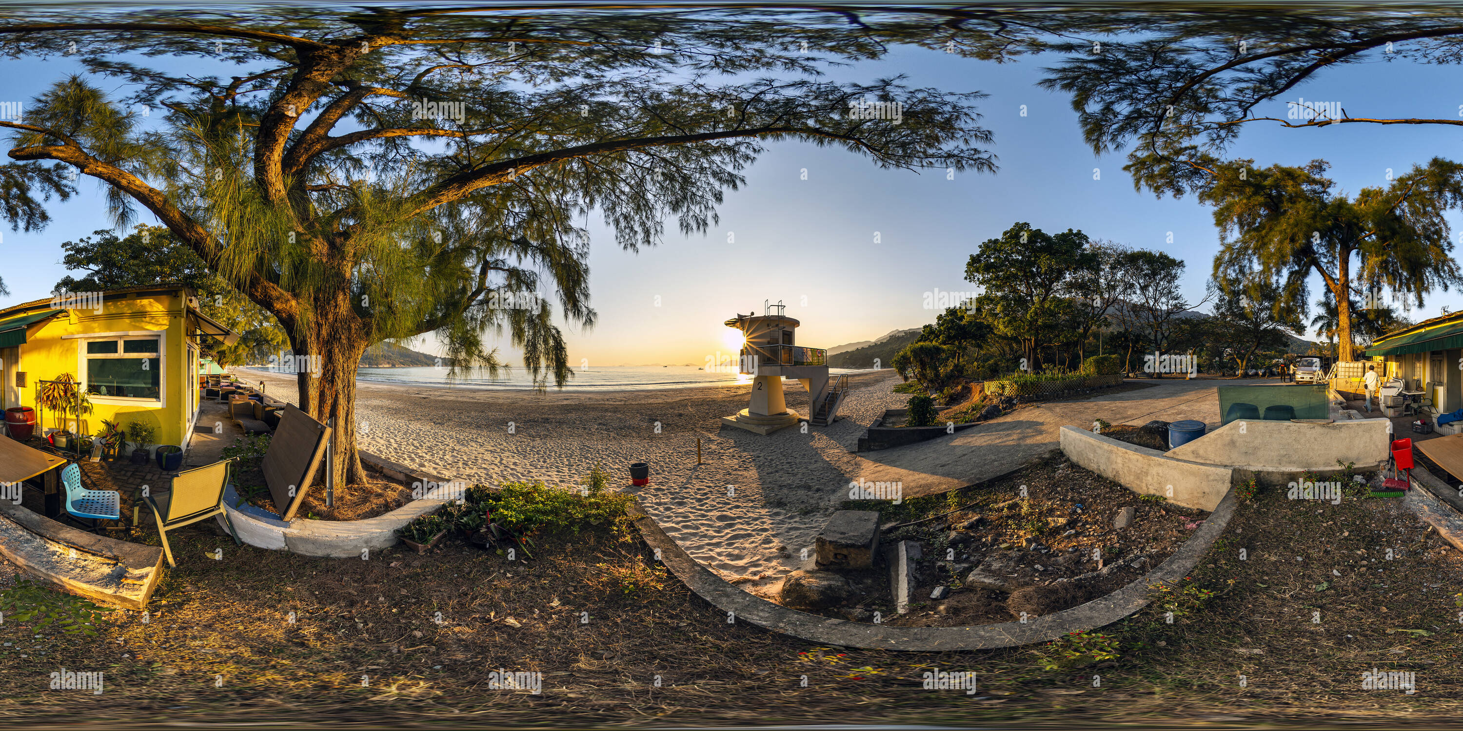 360° view of Sunset At Pui O Beach(貝澳泳灘日落), Lantau Island, HK - Alamy