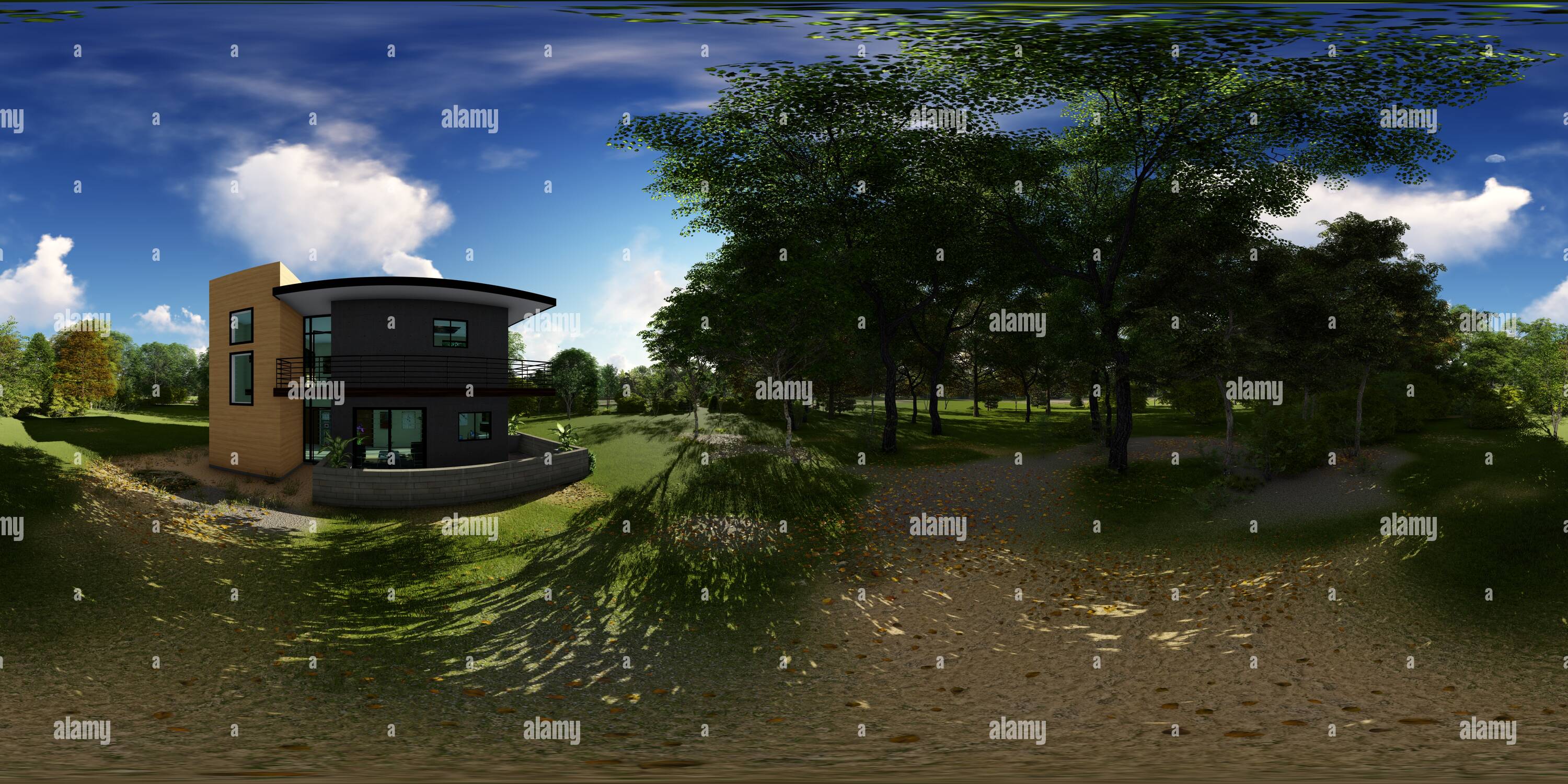 360° view of House Design CUBIC - Exterior Right Side View - Alamy