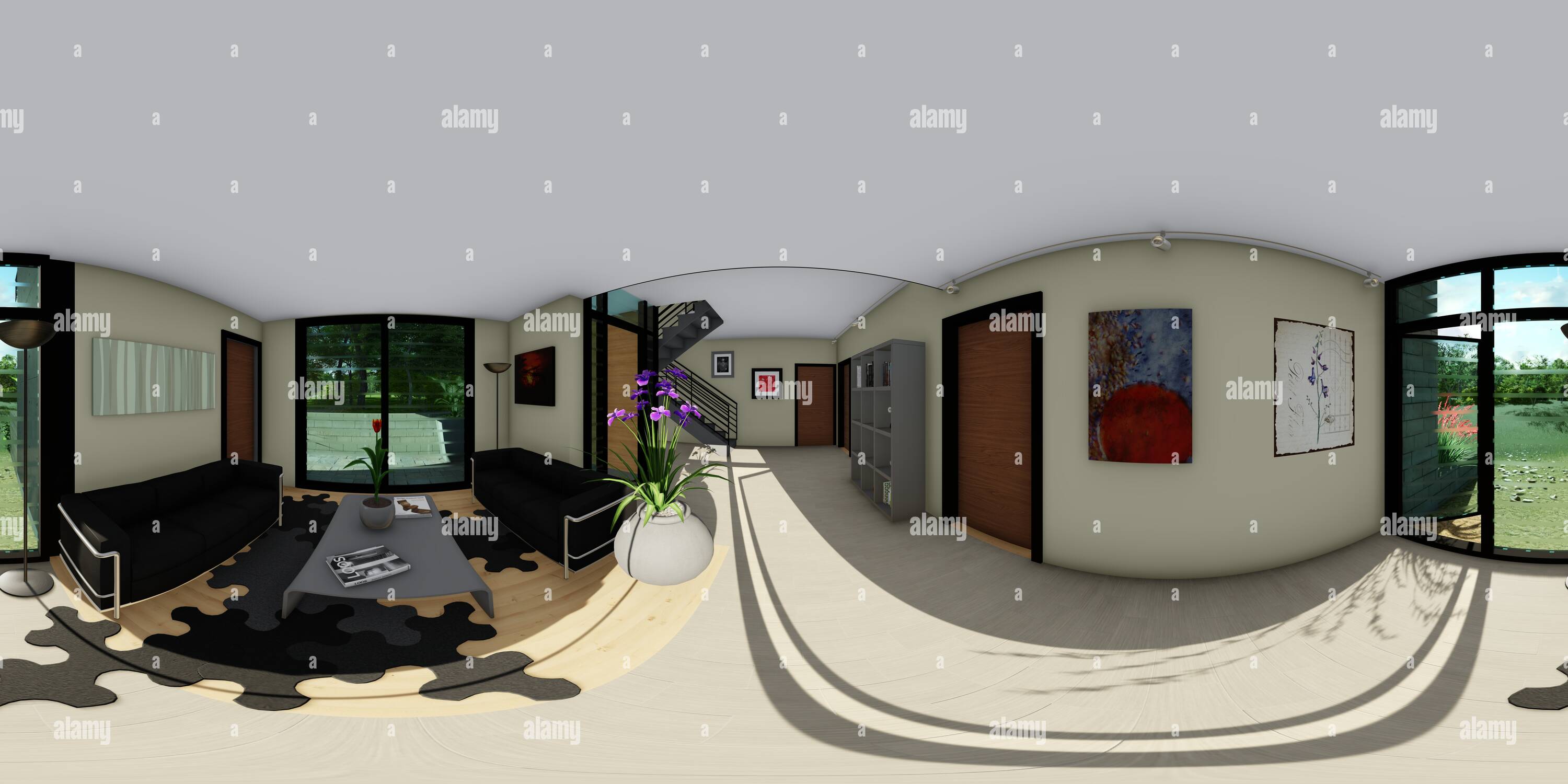 360° view of House Design CUBIC - Main Level Interior View 1 - Alamy
