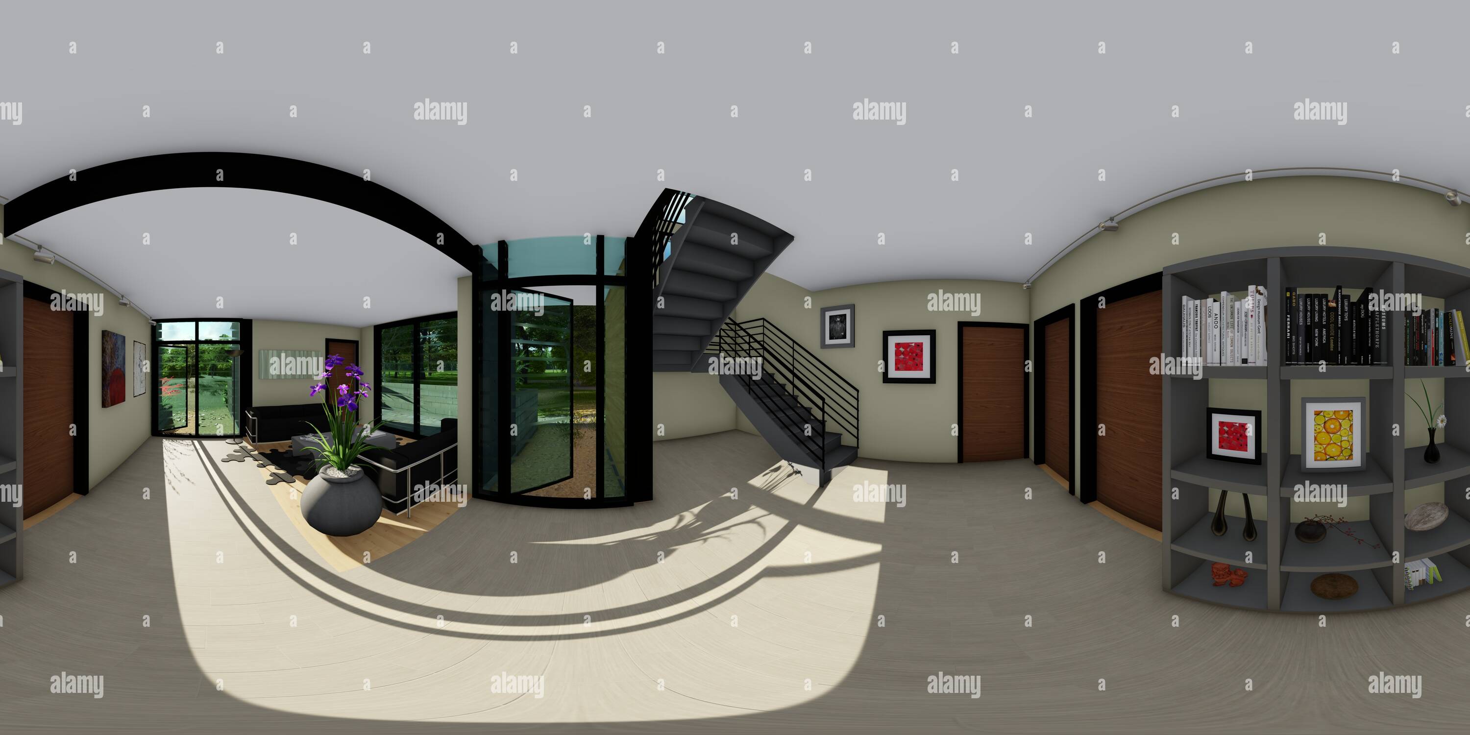 360° view of House Design CUBIC - Main Level Interior View 2 - Alamy