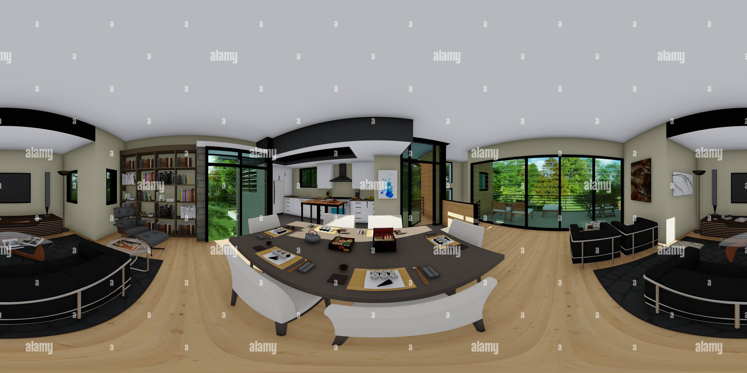 360° view of House Design CUBIC - Upper Level Interior View 2 - Alamy