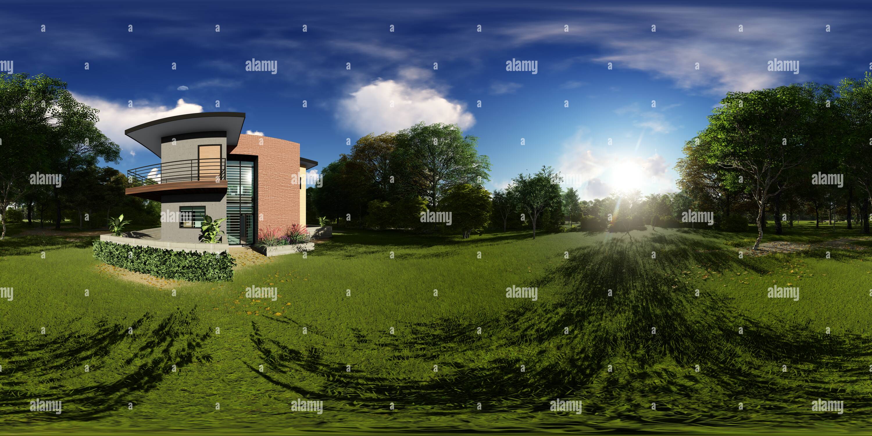 360° view of House Design - Exterior Front Side View - Alamy