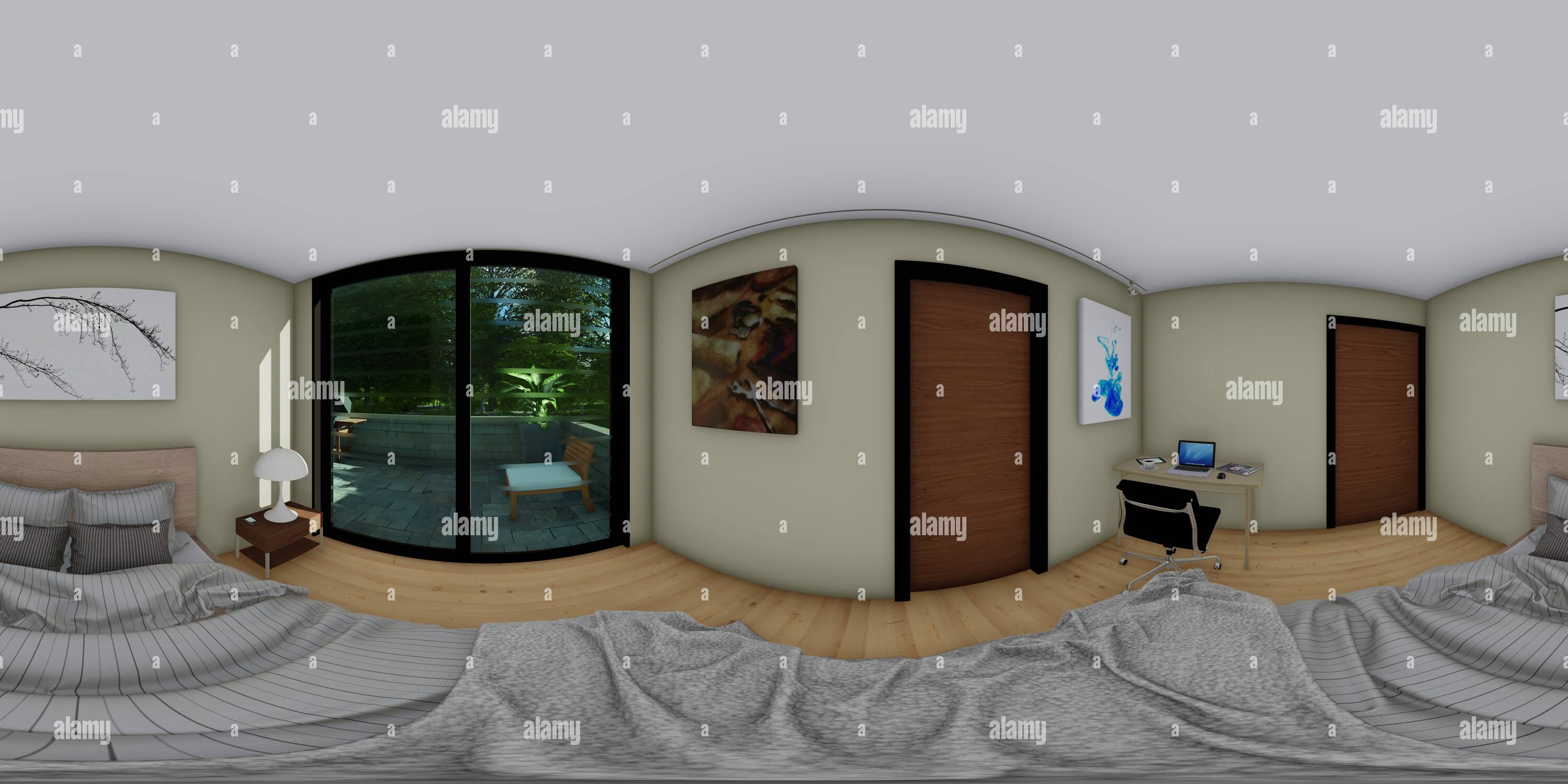 360° view of House Design CUBIC - Main Level Interior View 3 - Alamy