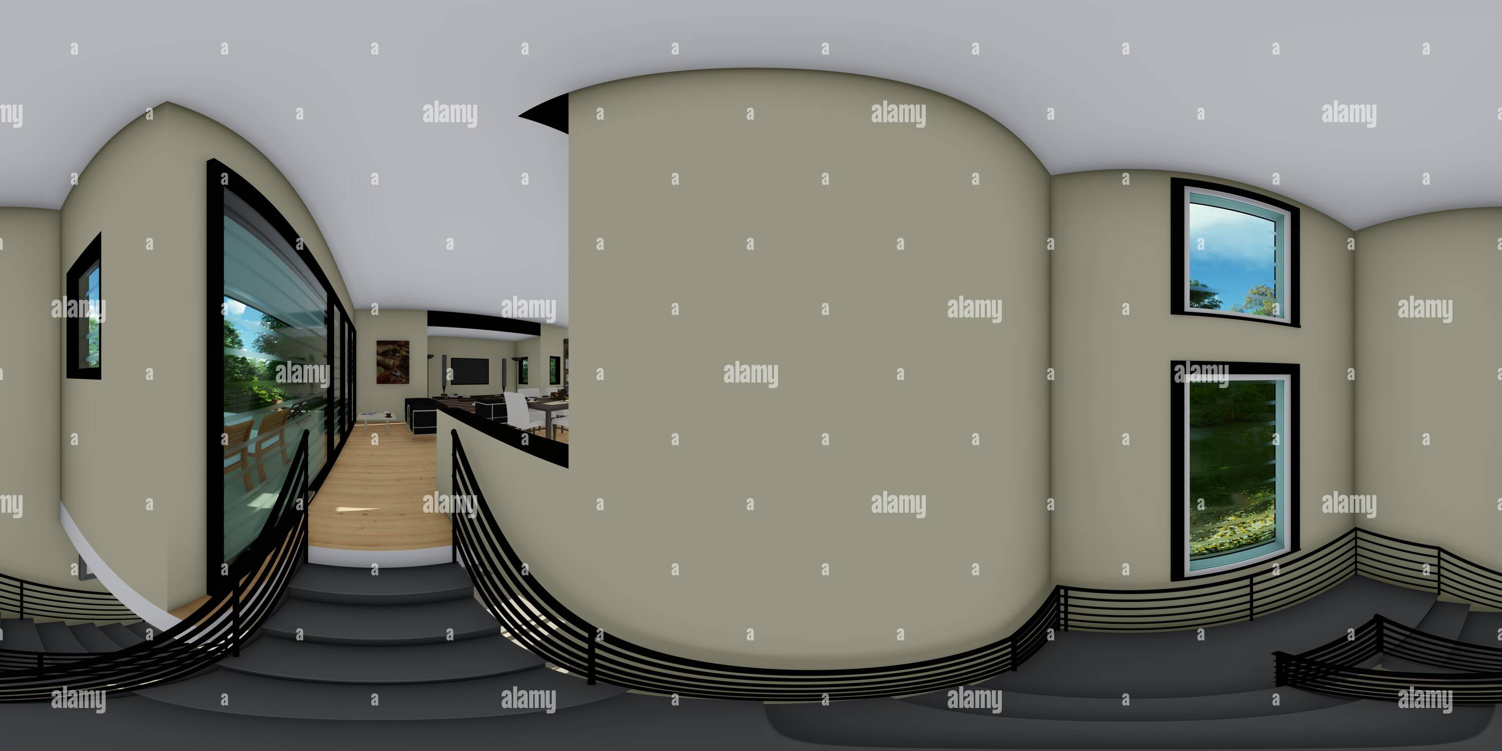 360° view of House Design CUBIC - Upper Level Interior View 1 - Alamy