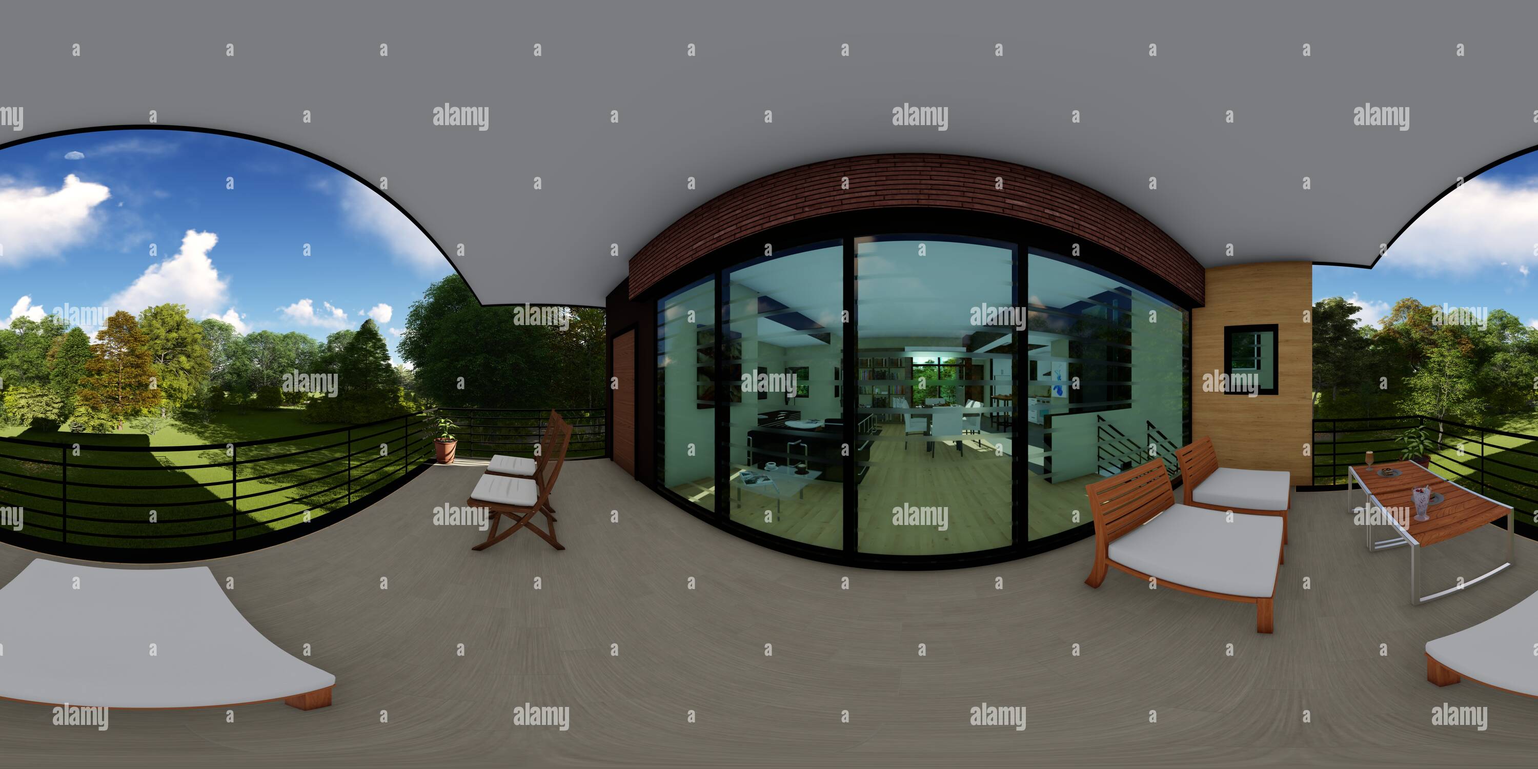 360° view of House Design CUBIC - Upper Level Interior View 3 - Alamy