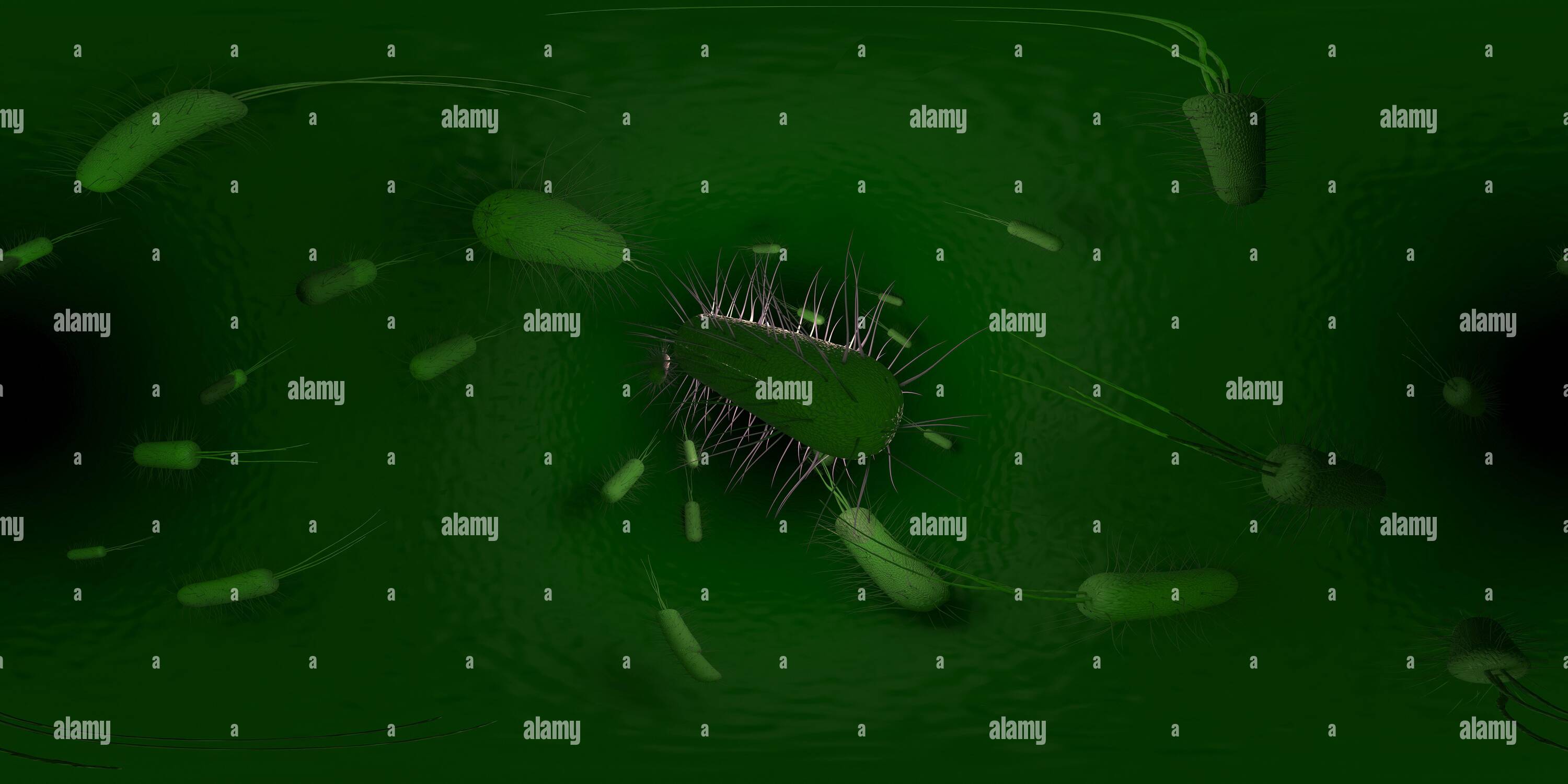 360° view of 3d rendering Microscope virus- bacteria close up ...