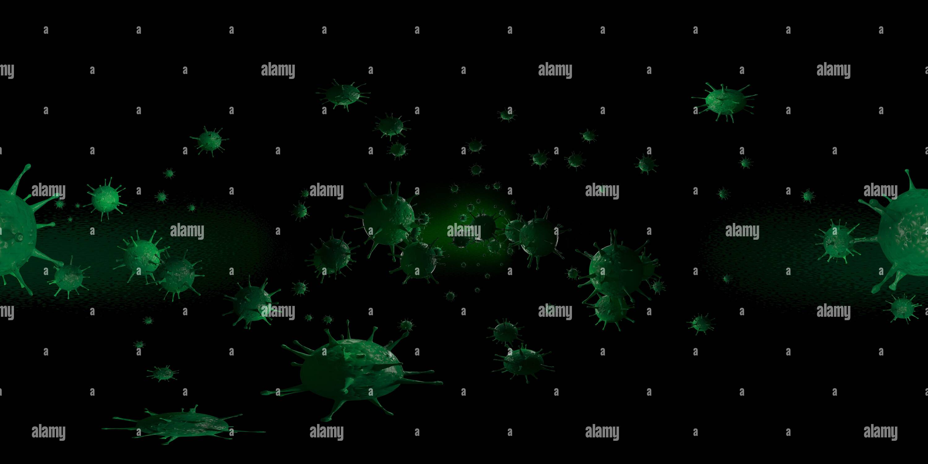 360° view of 3d rendering Microscope virus- bacteria close up ...