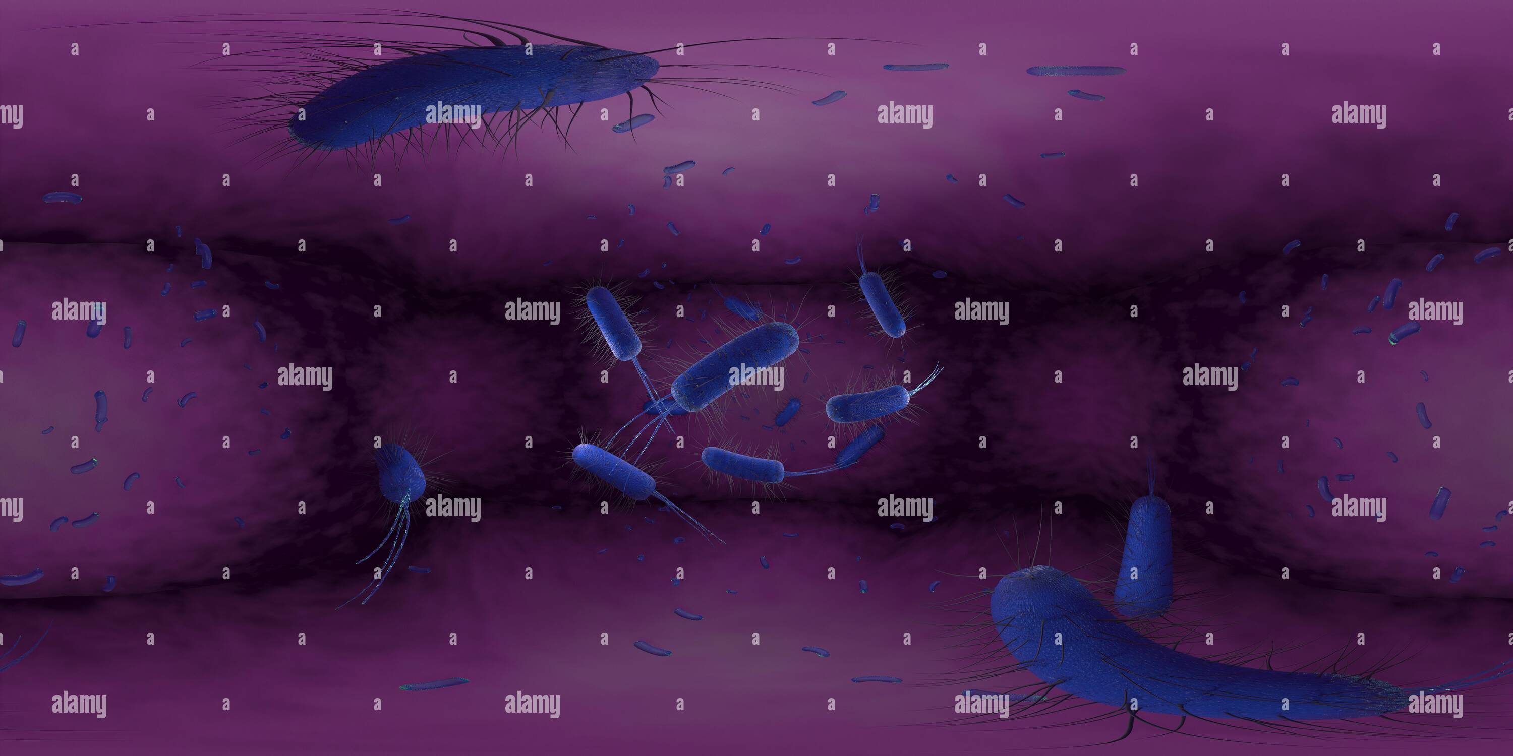 360° view of 3d rendering Microscope virus bacteria close up ...