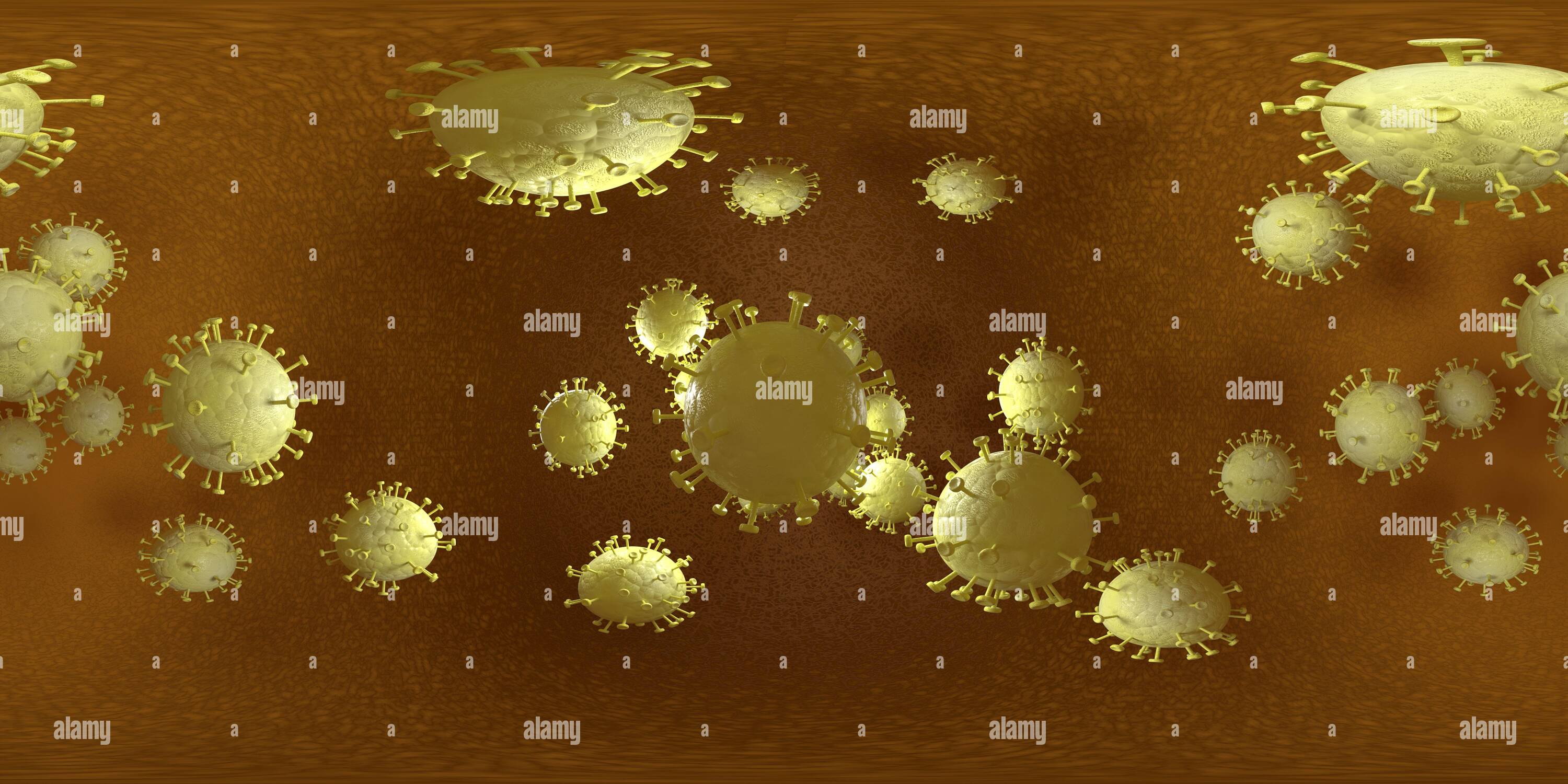 360° view of 3d rendering Microscope virus- bacteria close up ...