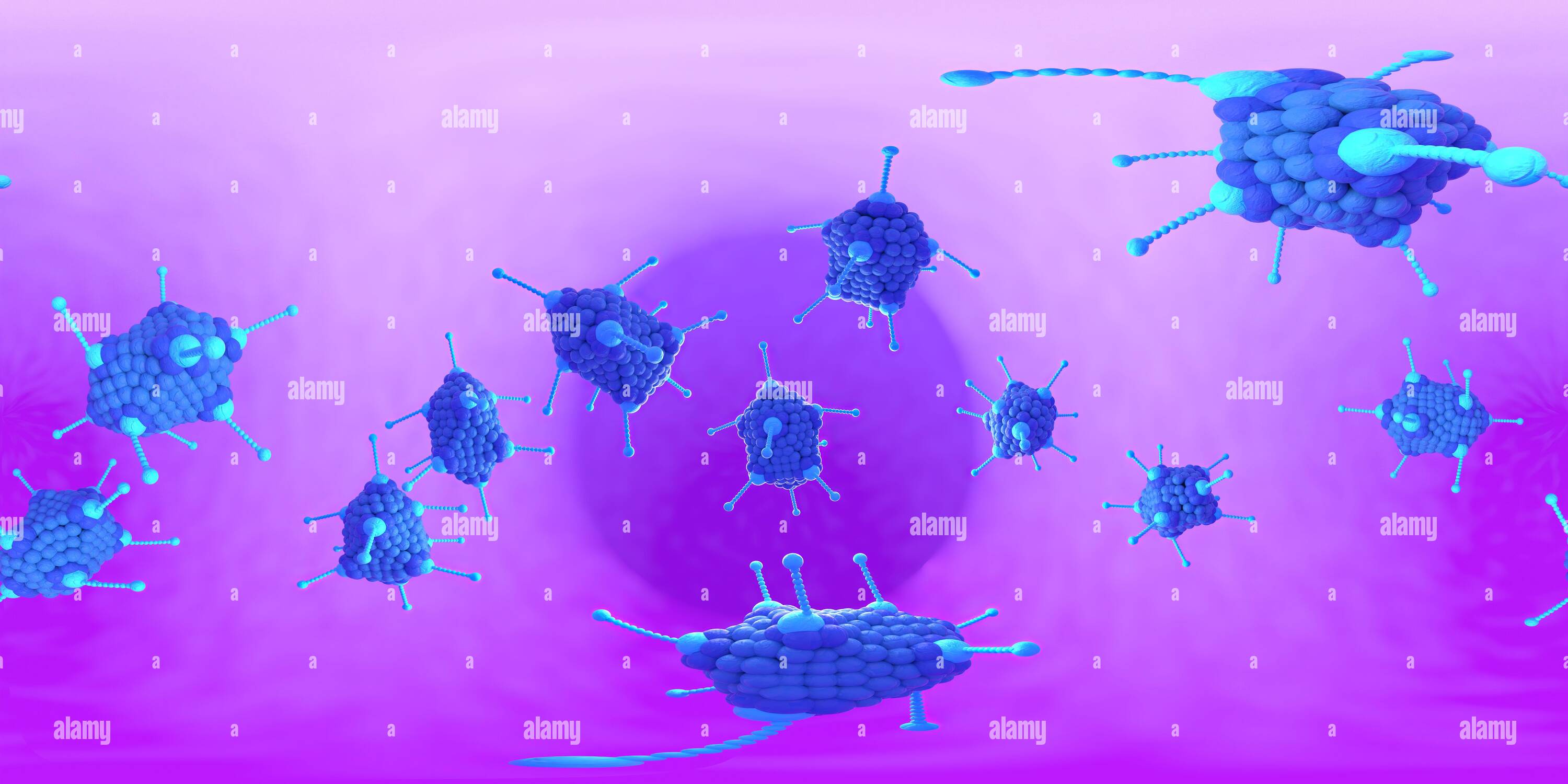 360° view of 3d rendering Microscope virus- bacteria close up ...