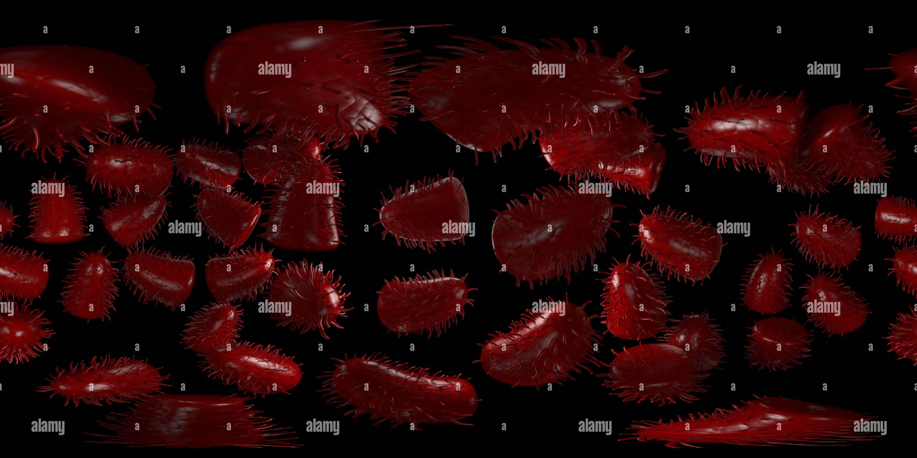 360° view of 3d rendering Microscope virus- bacteria close up ...