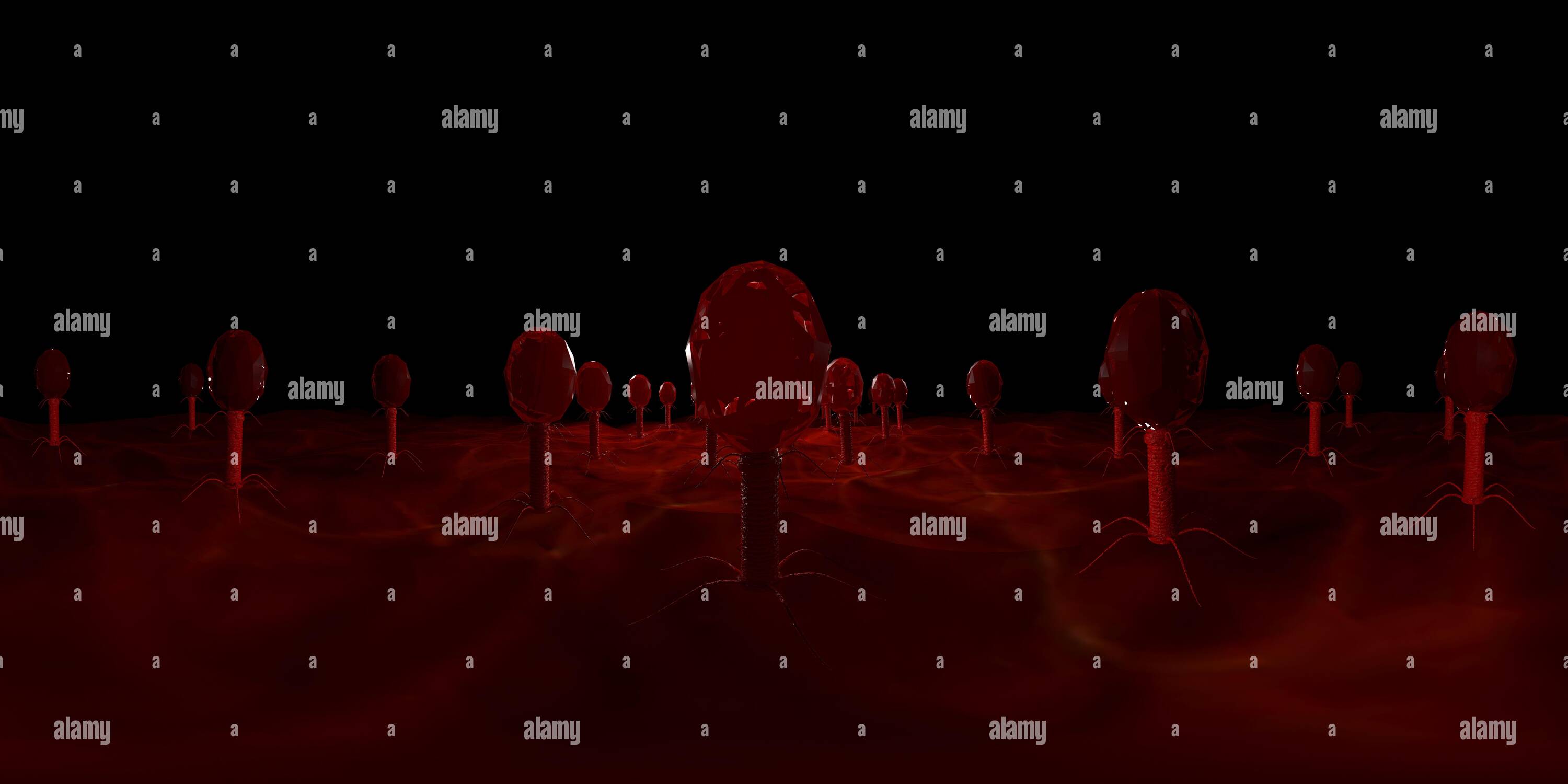 360° view of 3d rendering Microscope virus- bacteria close up ...