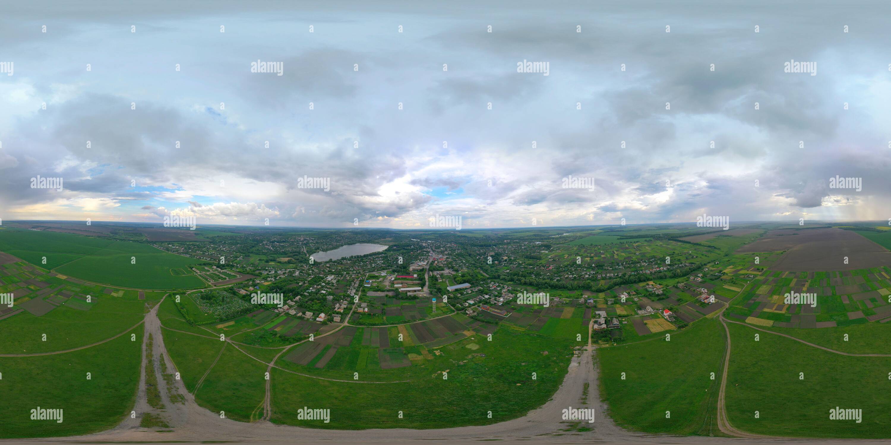 360° view of 360-degree panorama from drone. View of the city ...