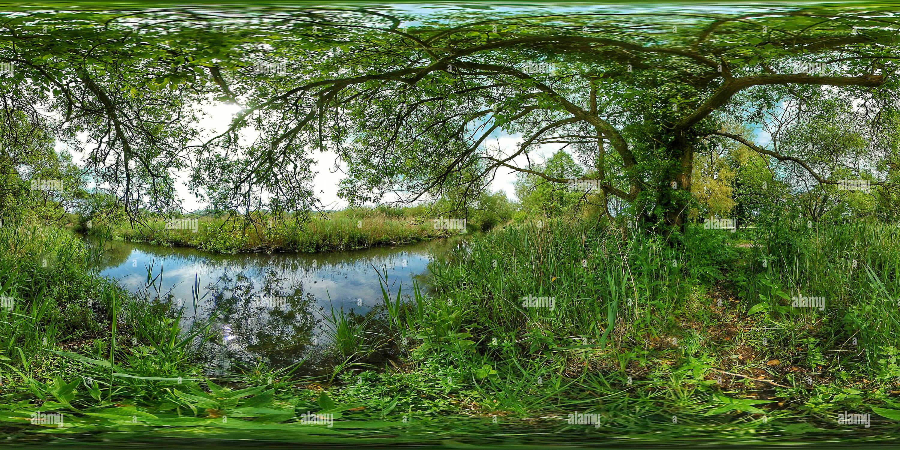 360° view of River Itchen in Winchester (360VR - Alamy