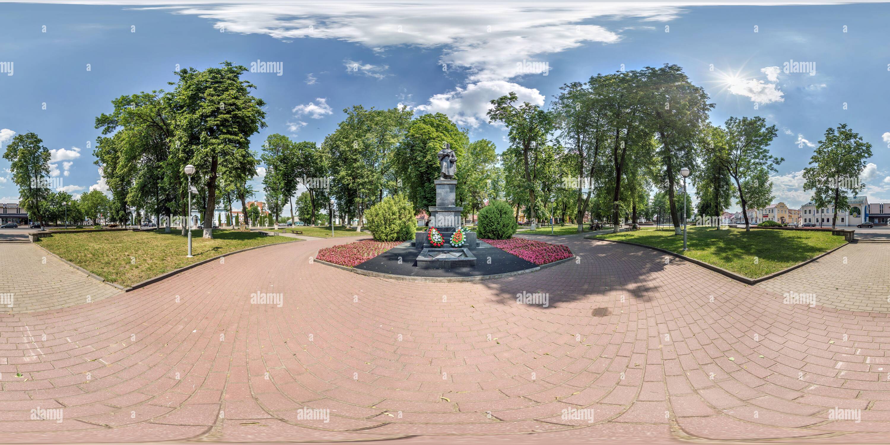 360° view of SCHUCHIN, BELARUS - AUGUST 2019: full seamless spherical ...