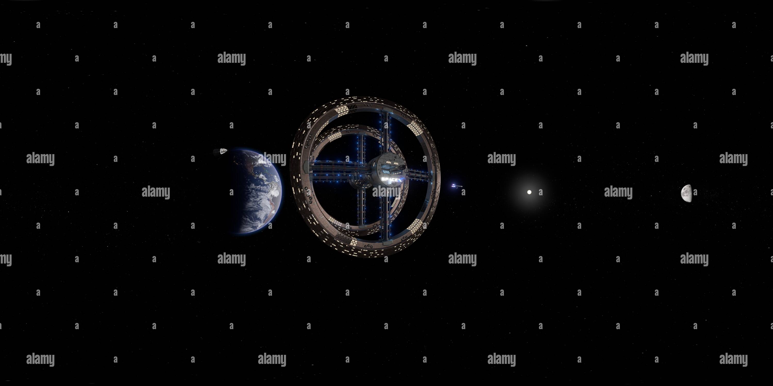 360° view of Sci Fi space station - Alamy