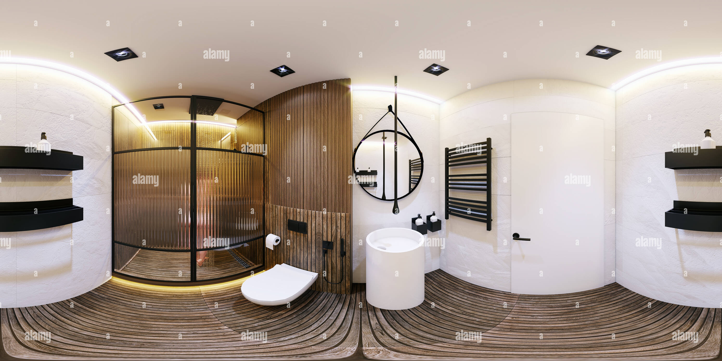 360° view of 3D visualization of a loft style shower room - Alamy