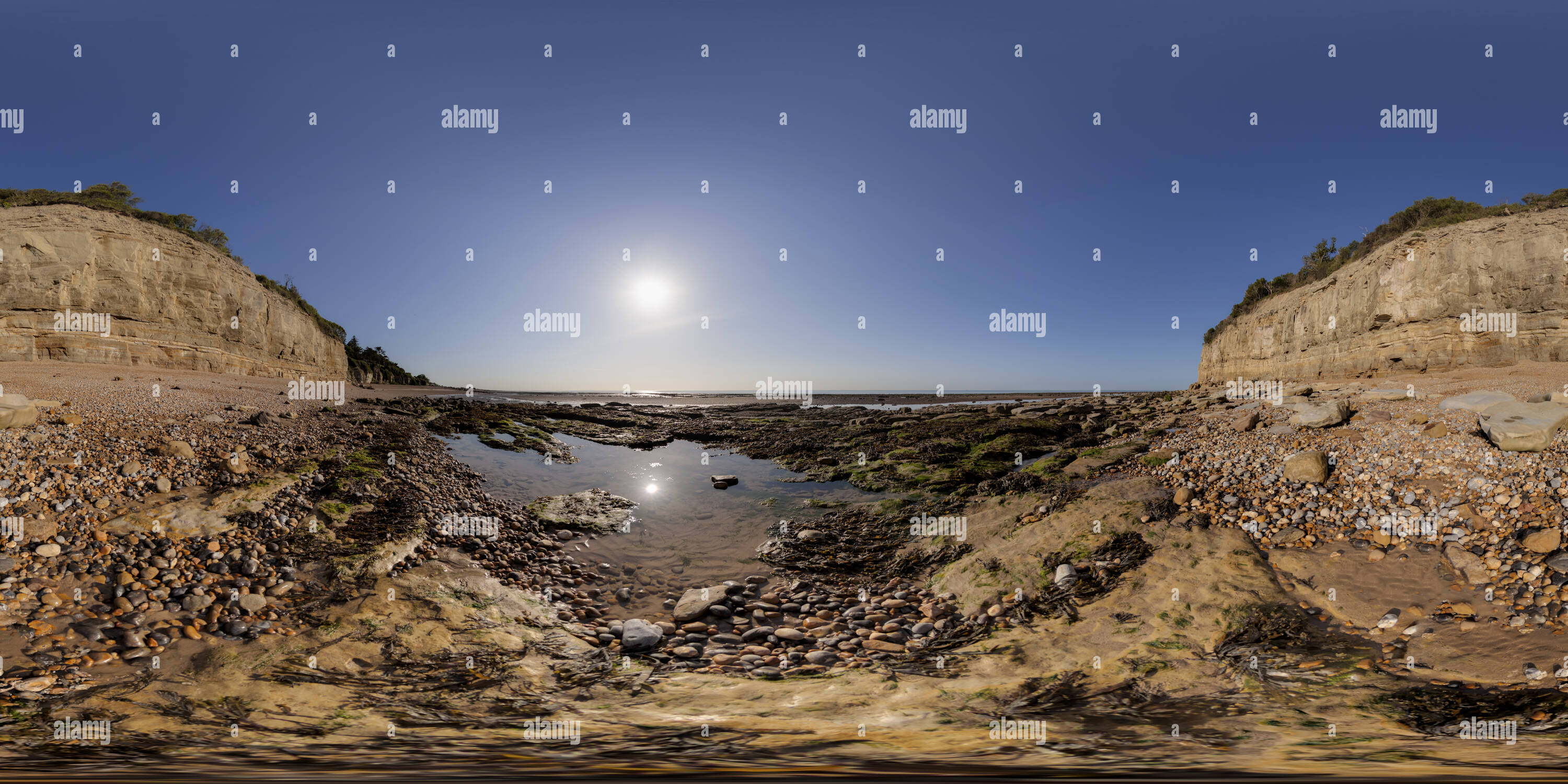 360° view of Rock pools, Cliff End, Pett, East Sussex - Alamy