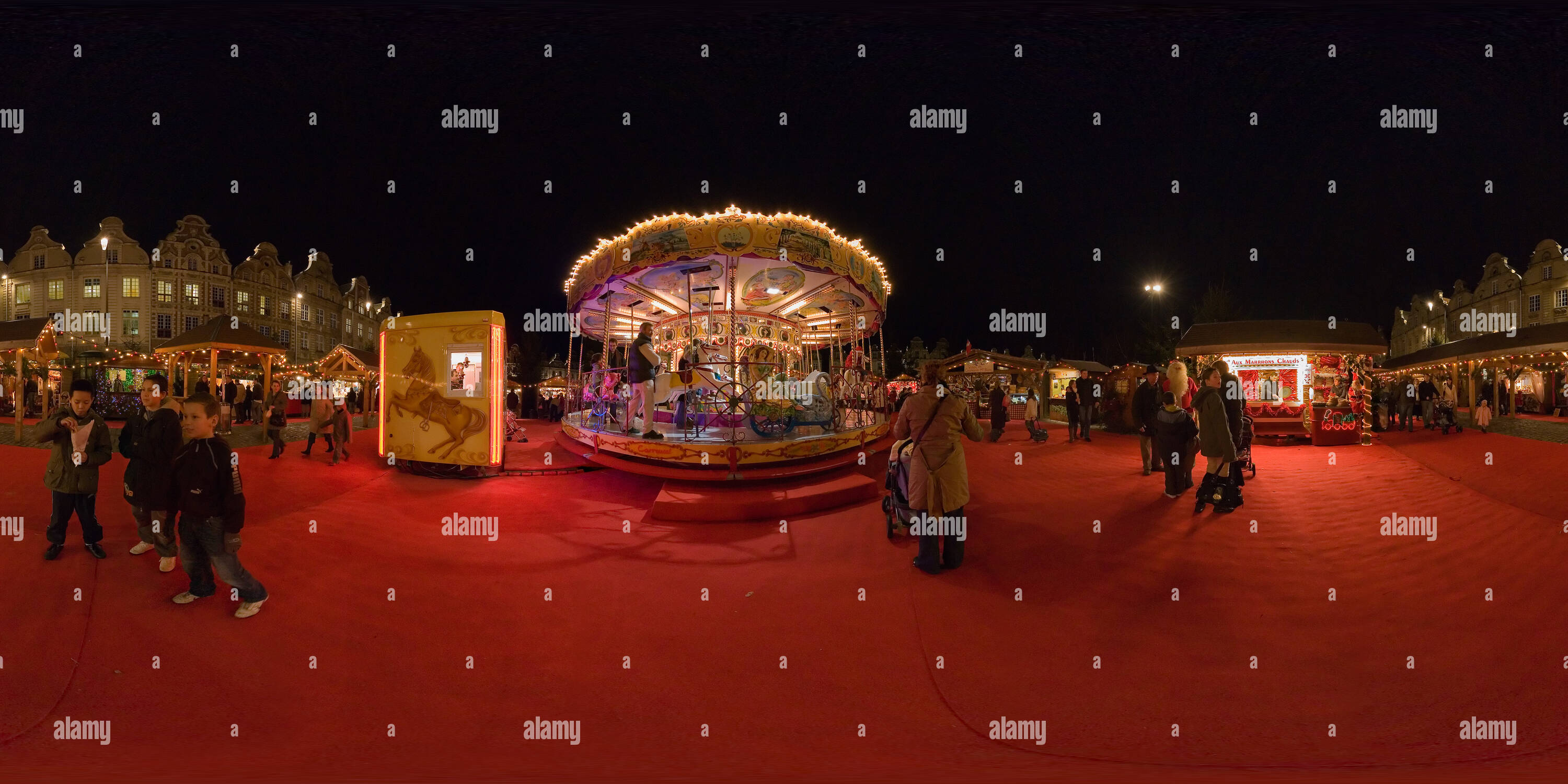 360° view of Traditional Carousel, Arras Christmas Market in the Grand ...