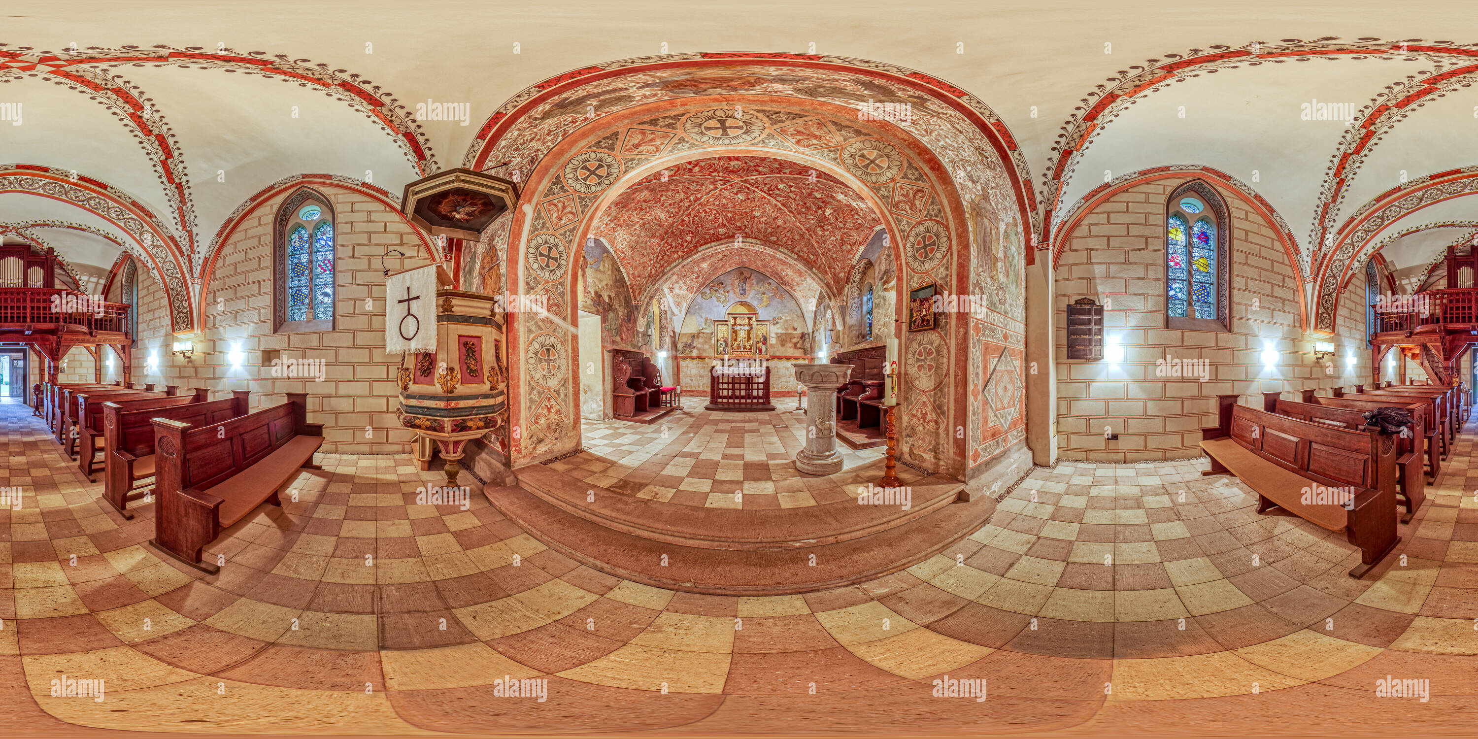 360° view of Church of Marsow from 14th Century - Alamy