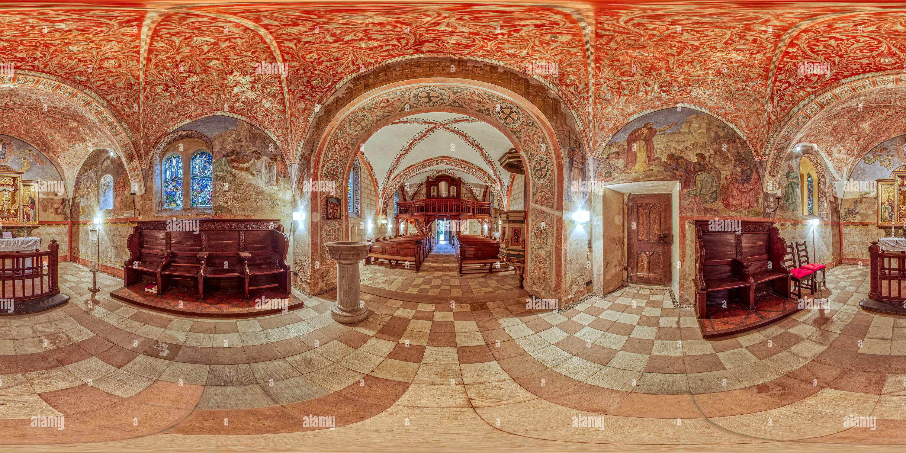 360° view of Church of Marsow from 14th Century - Alamy