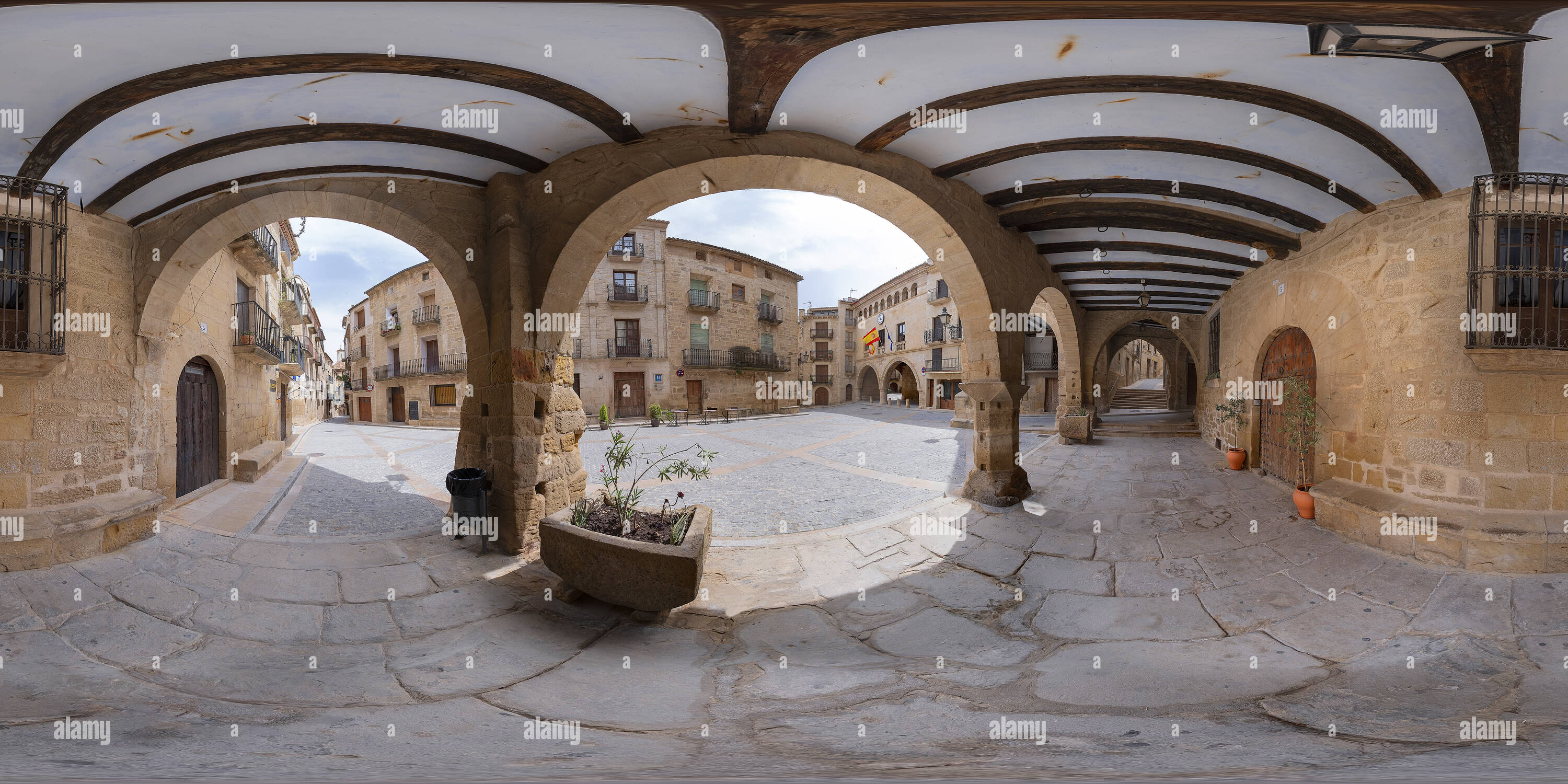 360° view of Under the porches of Plaza de España, Calaceite (Teruel ...