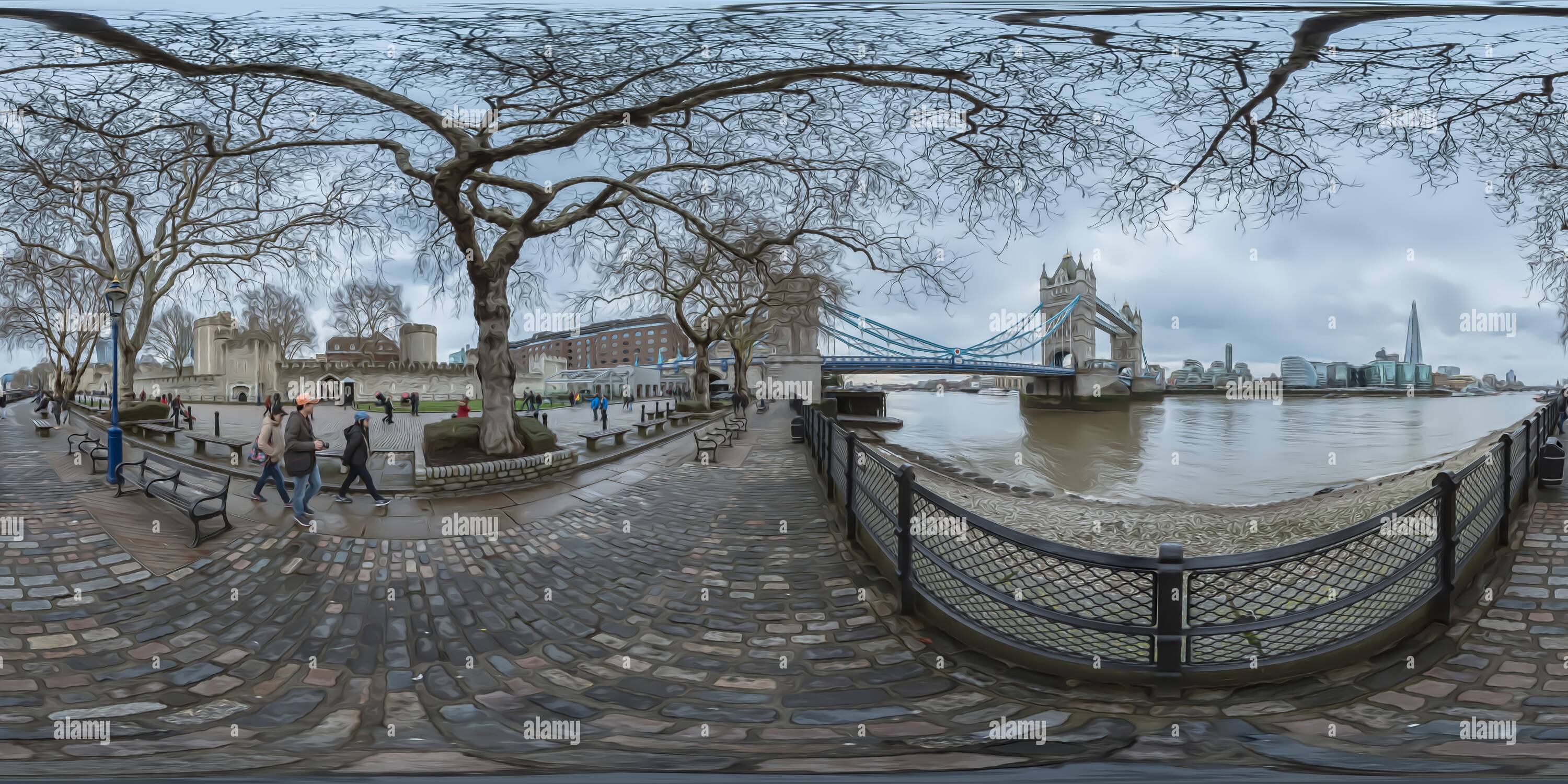 360° view of London tower - dreamy - Alamy