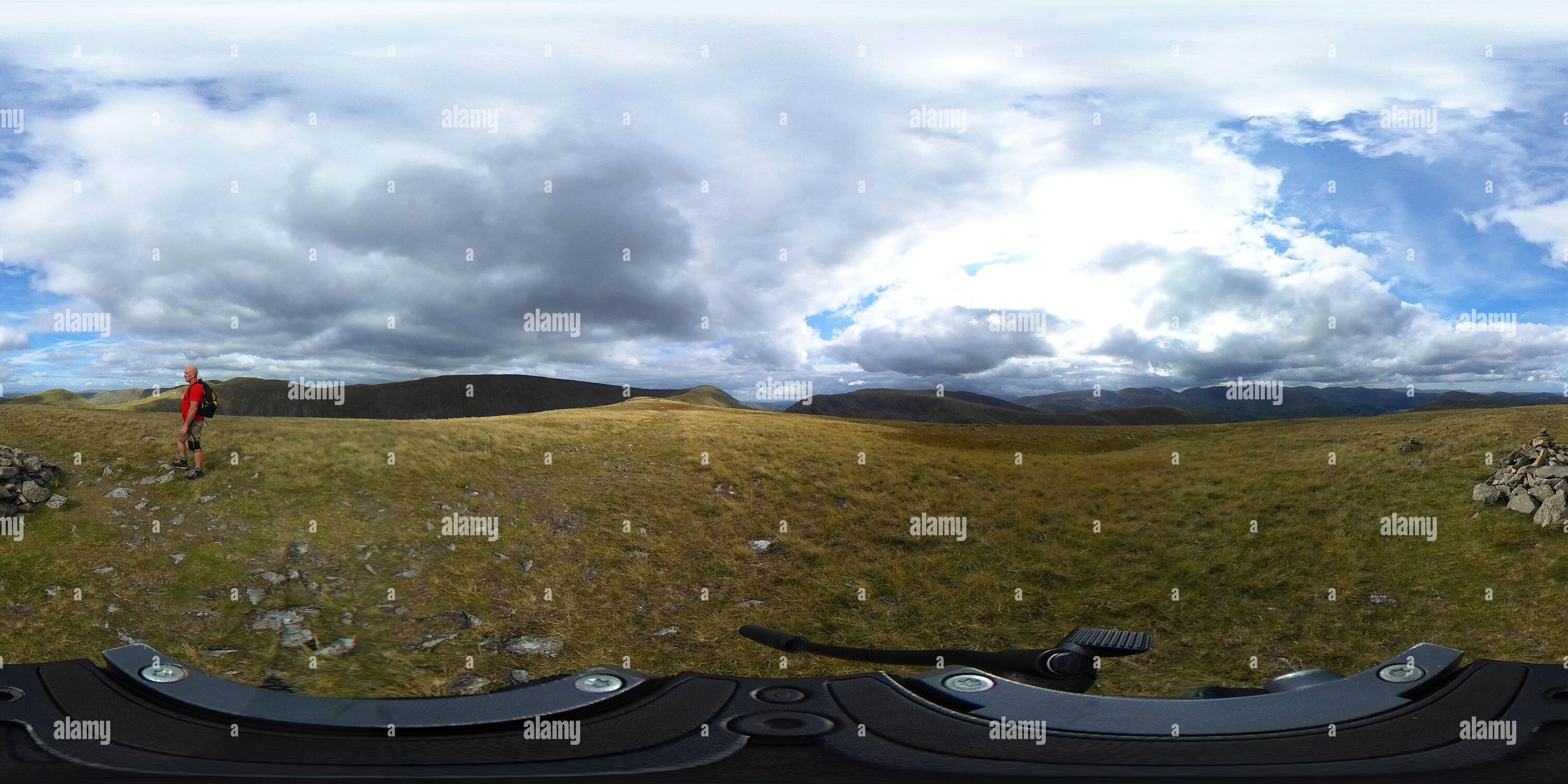 360° view of Walker at the Summit Cairn of Gray Crag fell, Hartsop ...