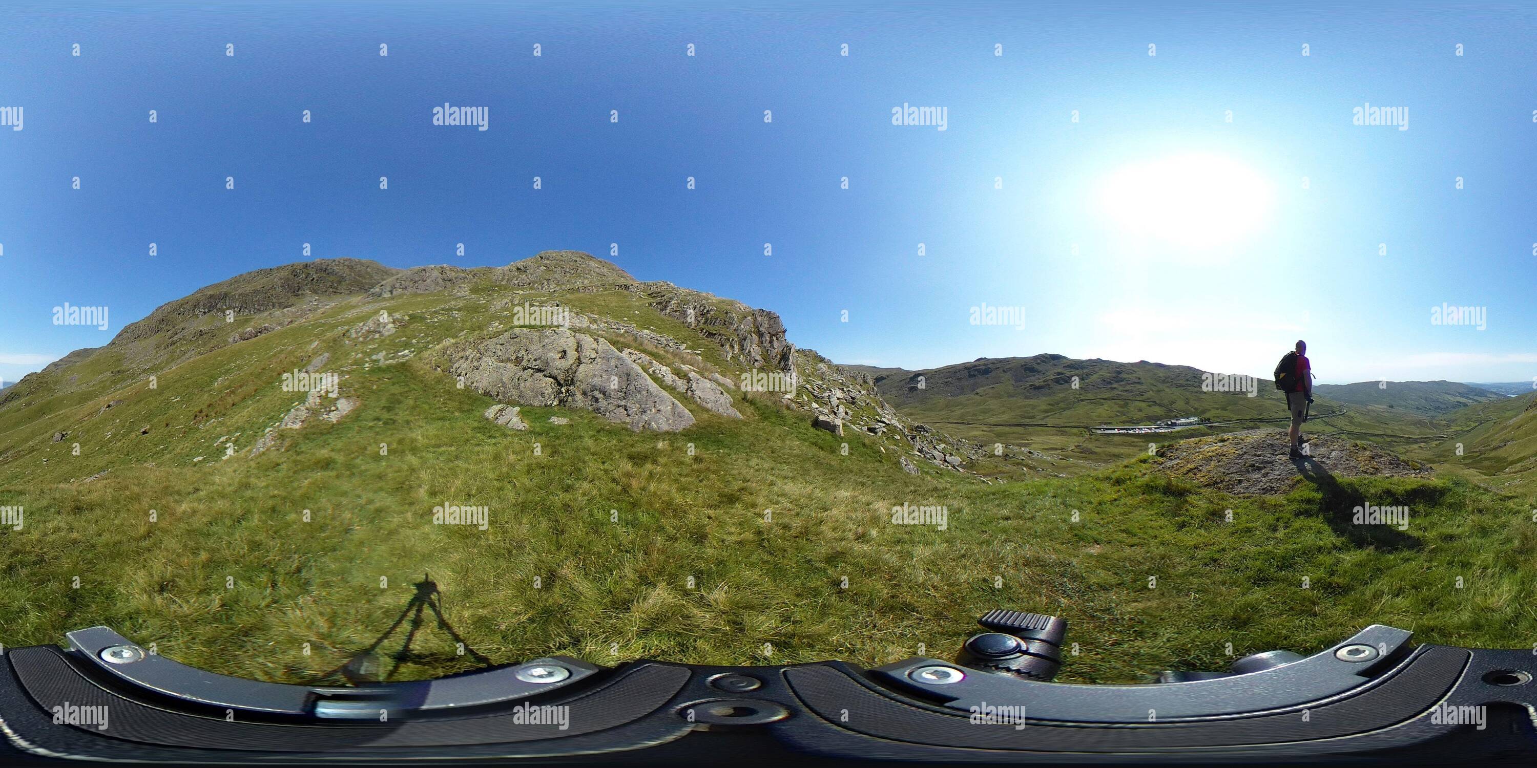 360° view of Walker at the summit cairn of Red Screes fell, Kirkstone ...