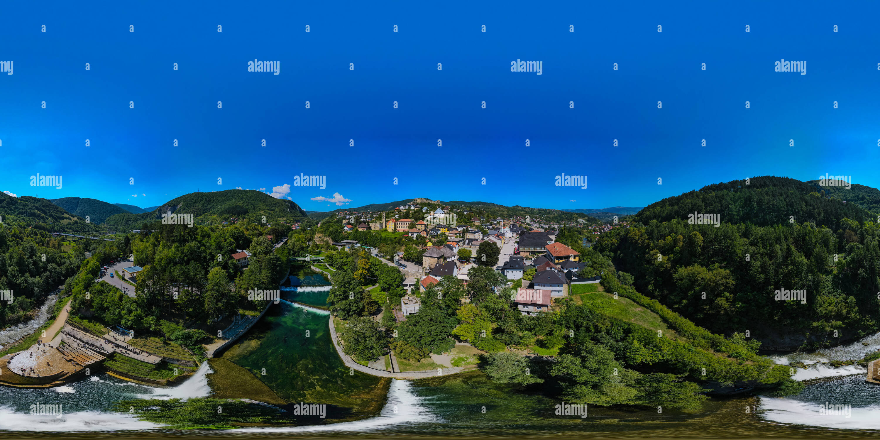 360° view of Jajce, iznad vodopada - Jajce, above the waterfall - Alamy