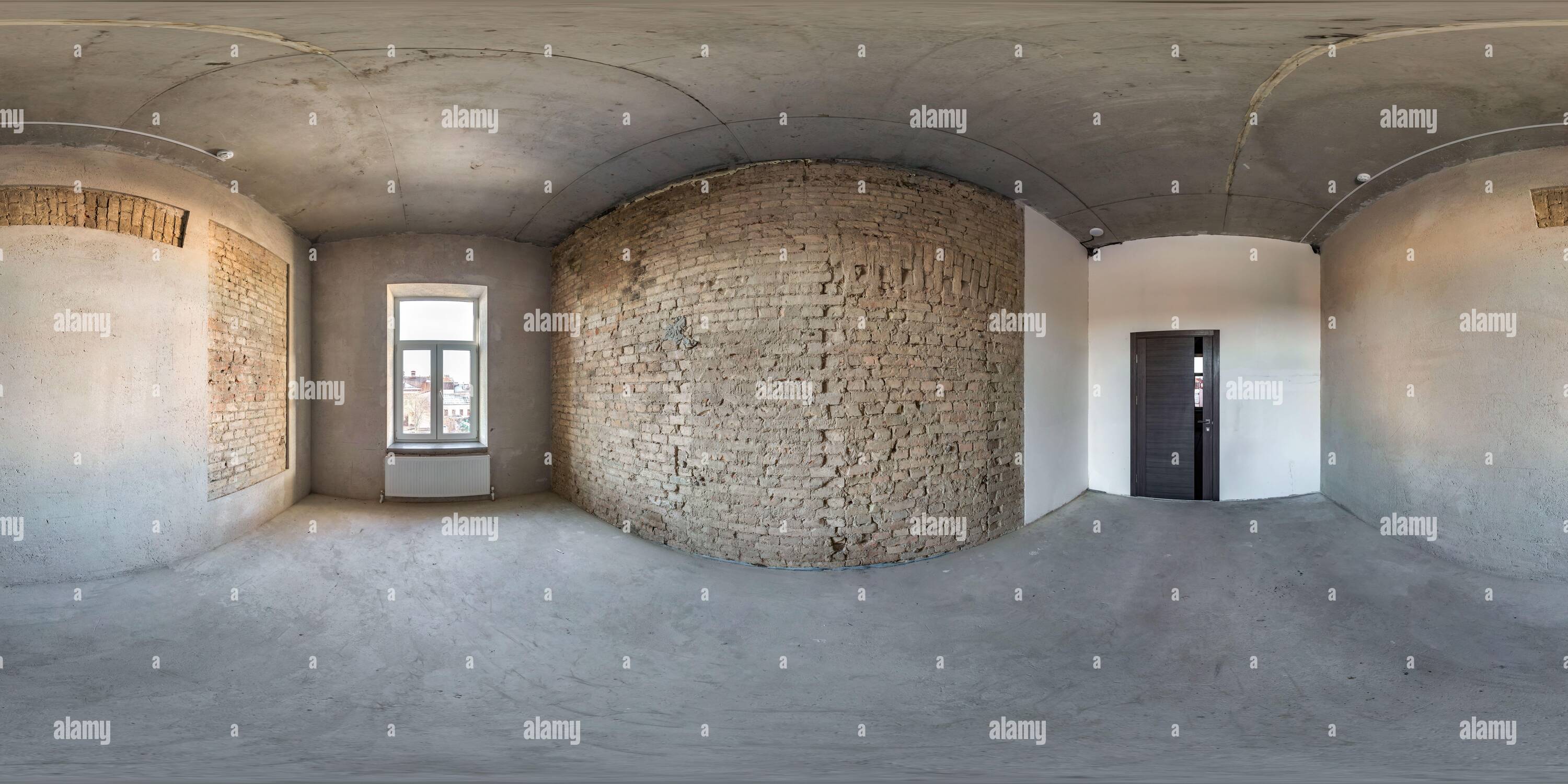 360° view of Empty room without repair. full seamless spherical hdri ...