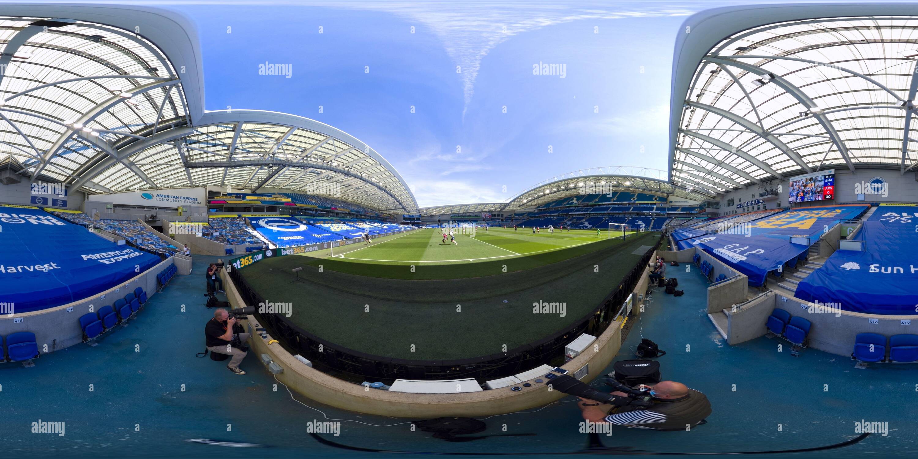 360° view of COVID 19 - BRIGHTON V ARSENAL IN AN EMPTY AMEX STADIUM ...