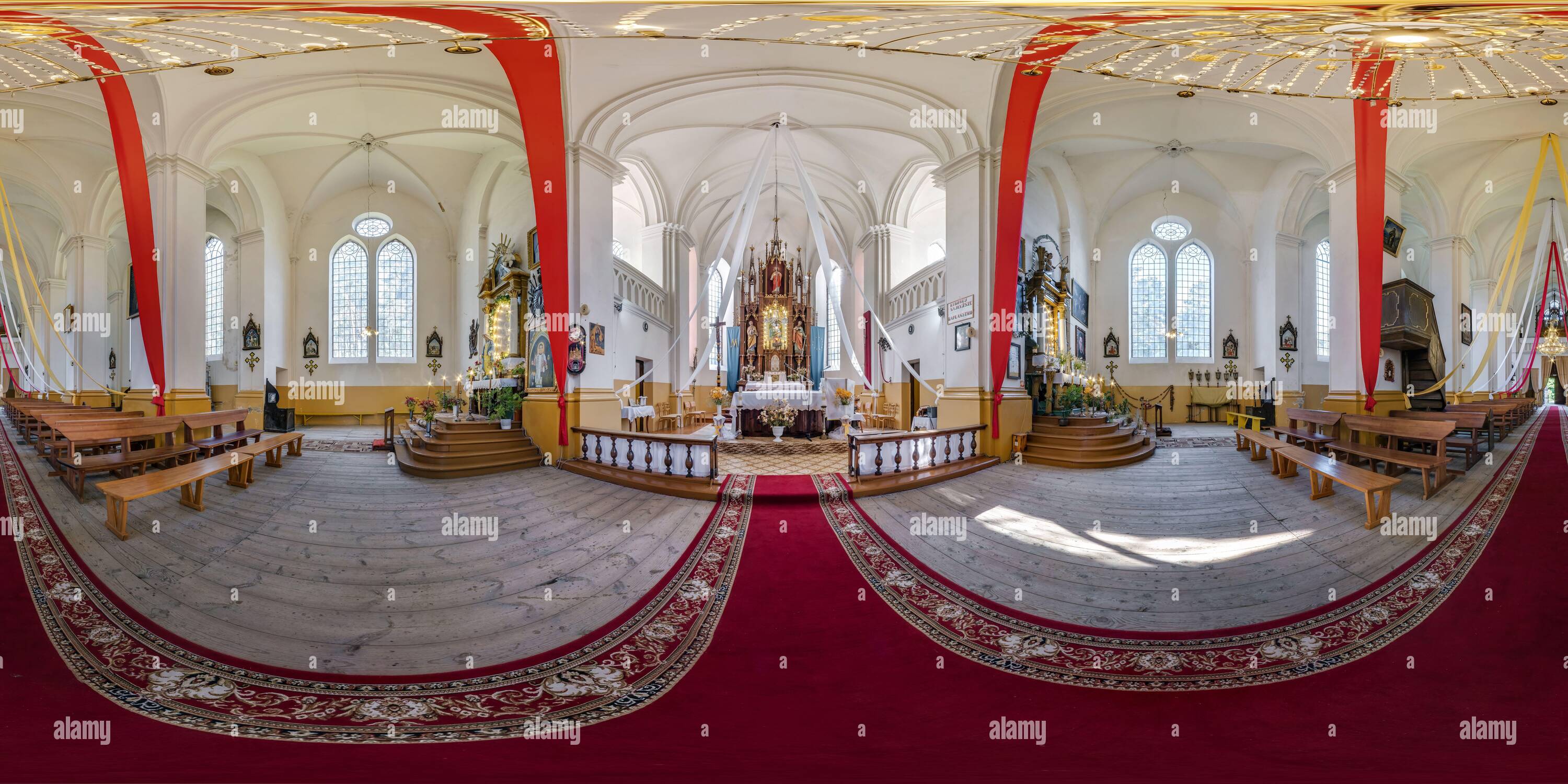 360° view of NESTANISHKI, BELARUS - JULY 2020: Full spherical seamless ...