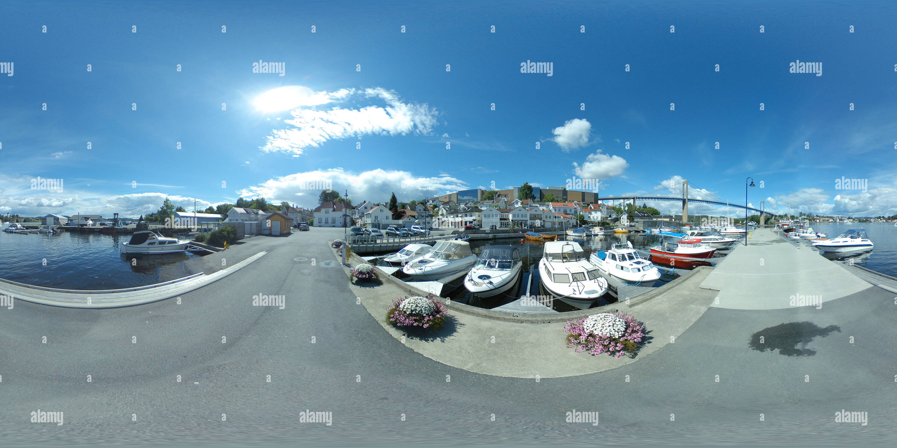 360° view of Stathelle harbor & Brevikstrømmen - Alamy