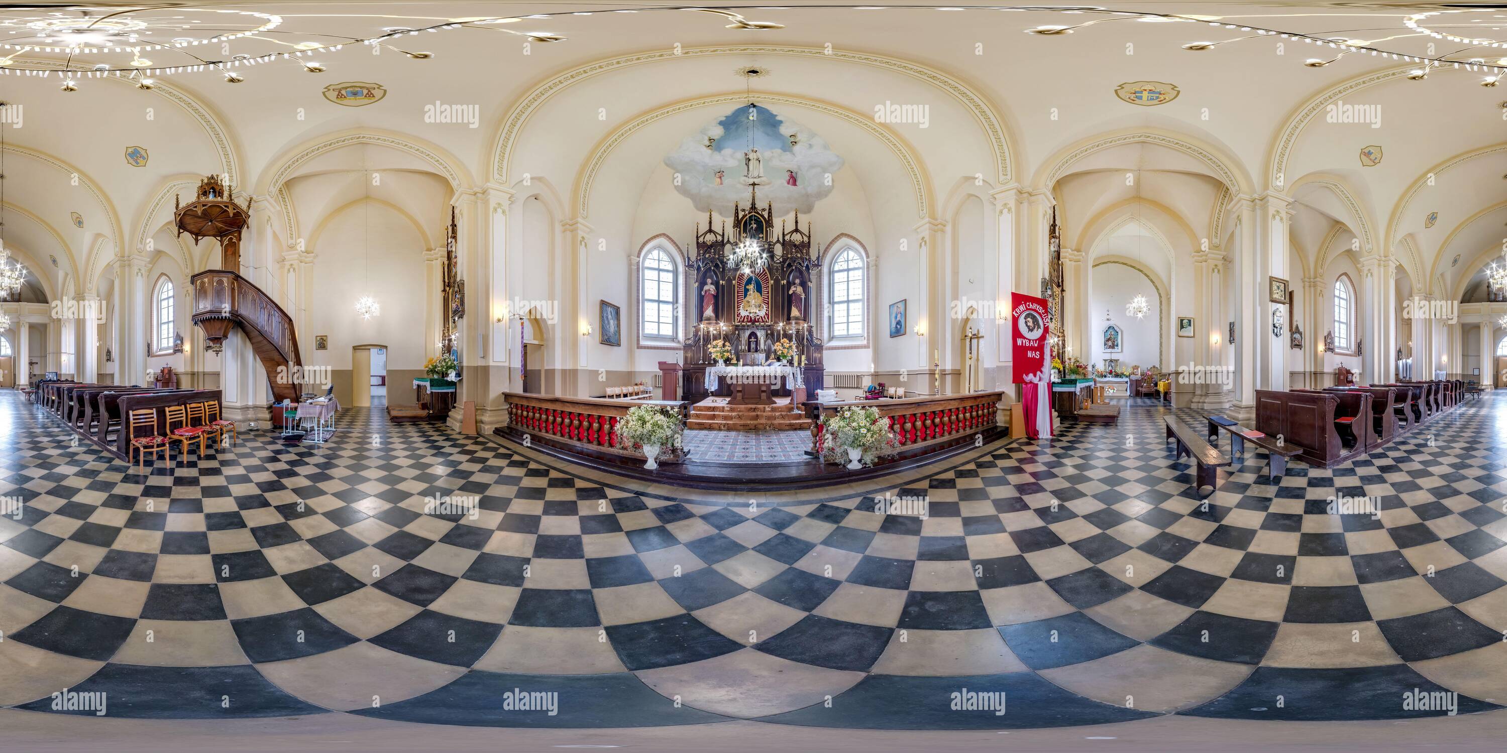 360° view of TRABY, BELARUS - JULY 2020: Full spherical seamless hdri ...