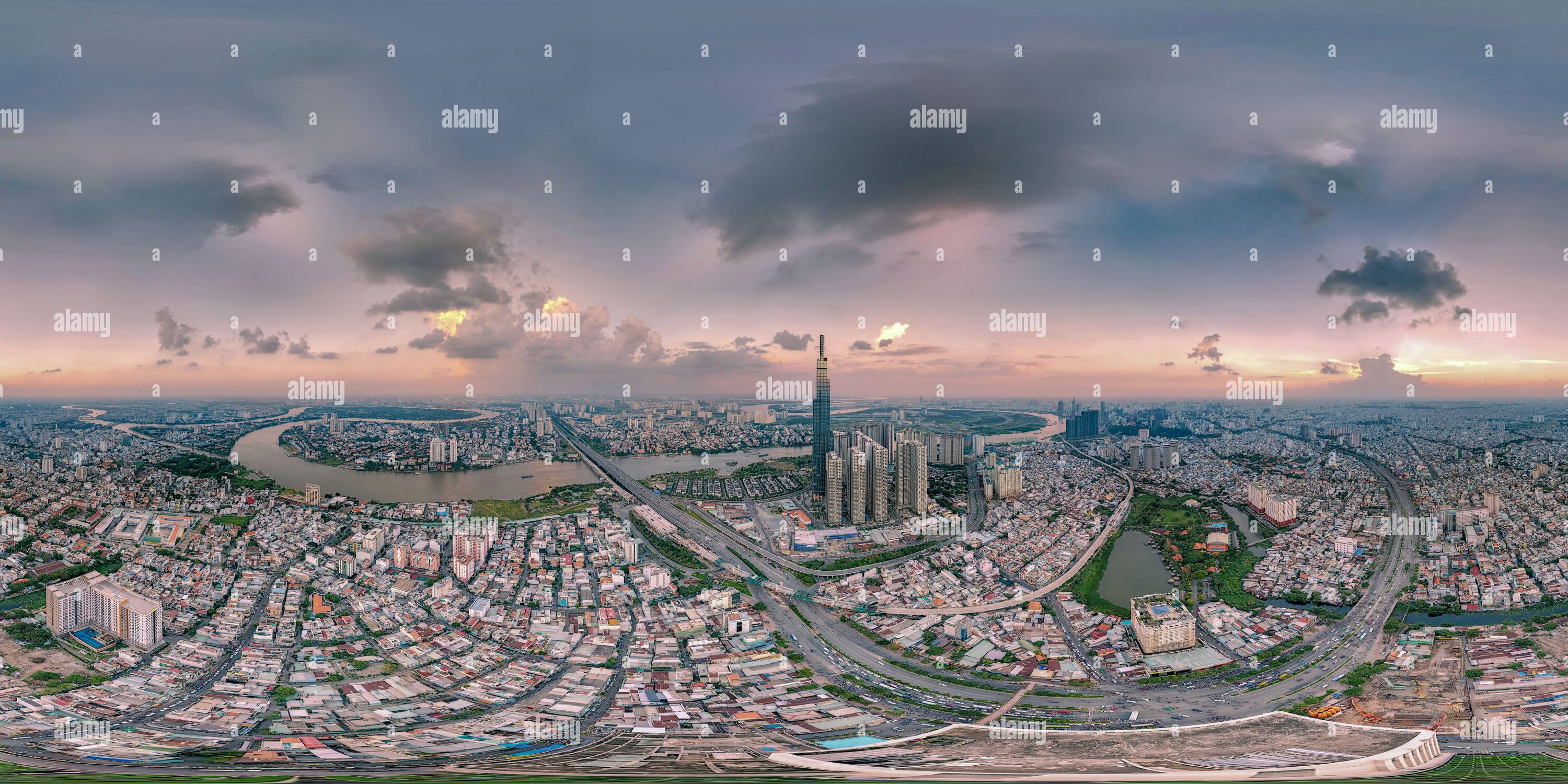 360° view of This 360 panoramic still was captured over a busy ...