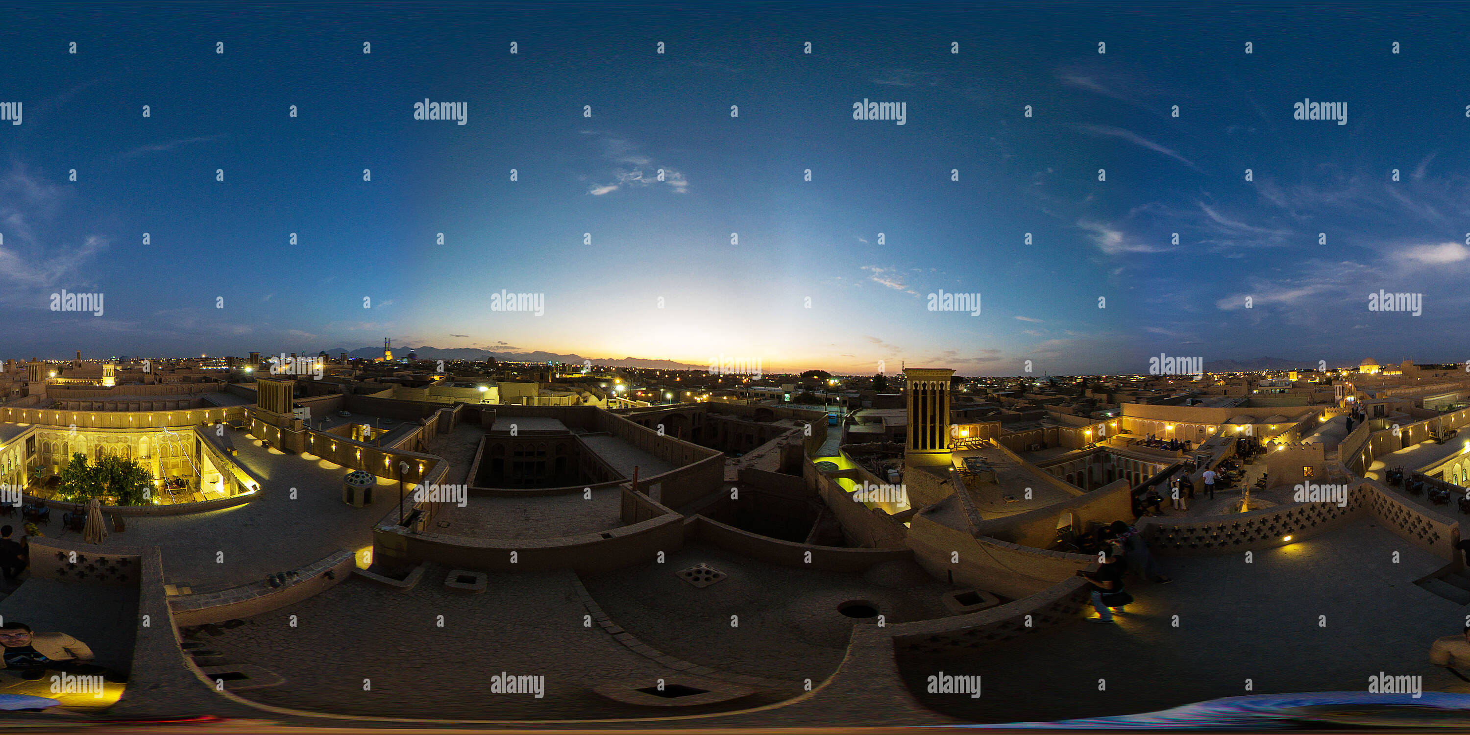 360° view of Iran Yazd over the roofs at sunset - Alamy