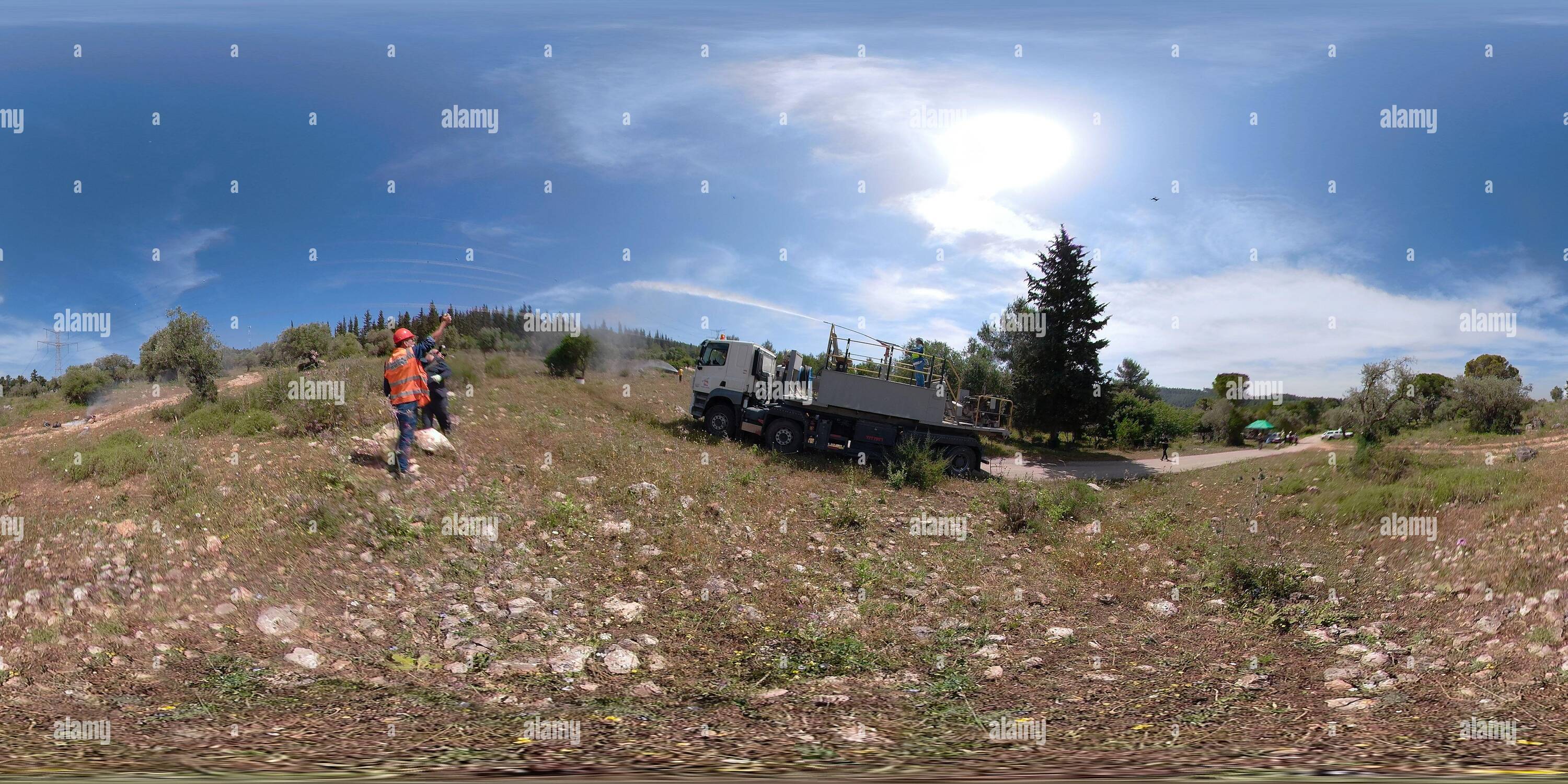 360° view of Firefighter of the Israeli Electric Corp. with Coronavirus ...