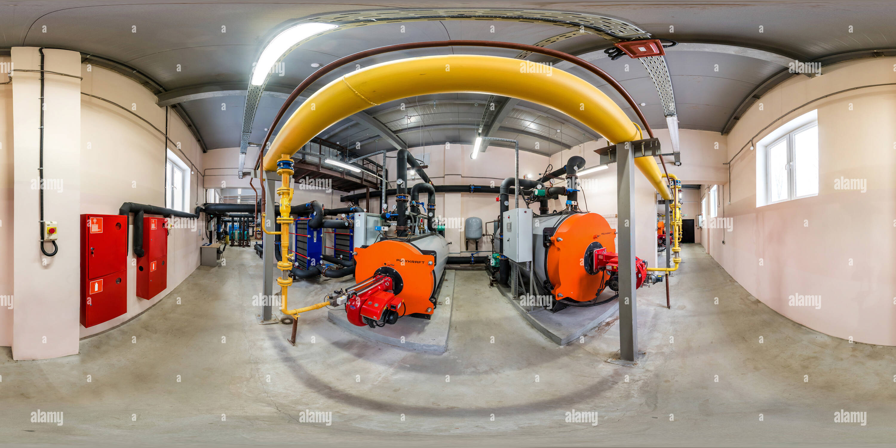 360° view of City block boiler room - Alamy