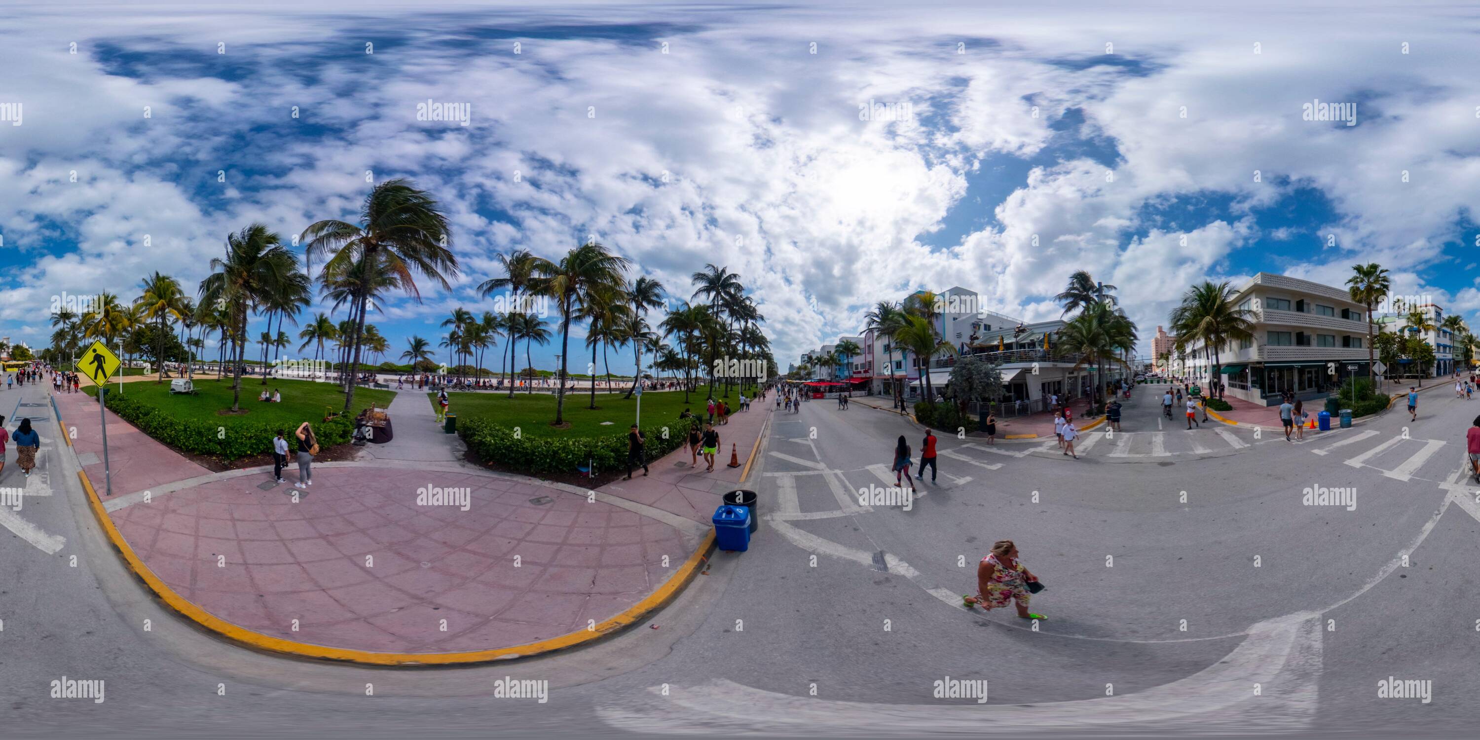 360° view of 360 equirectangular image Miami Beach SOBE Ocean Drive ...