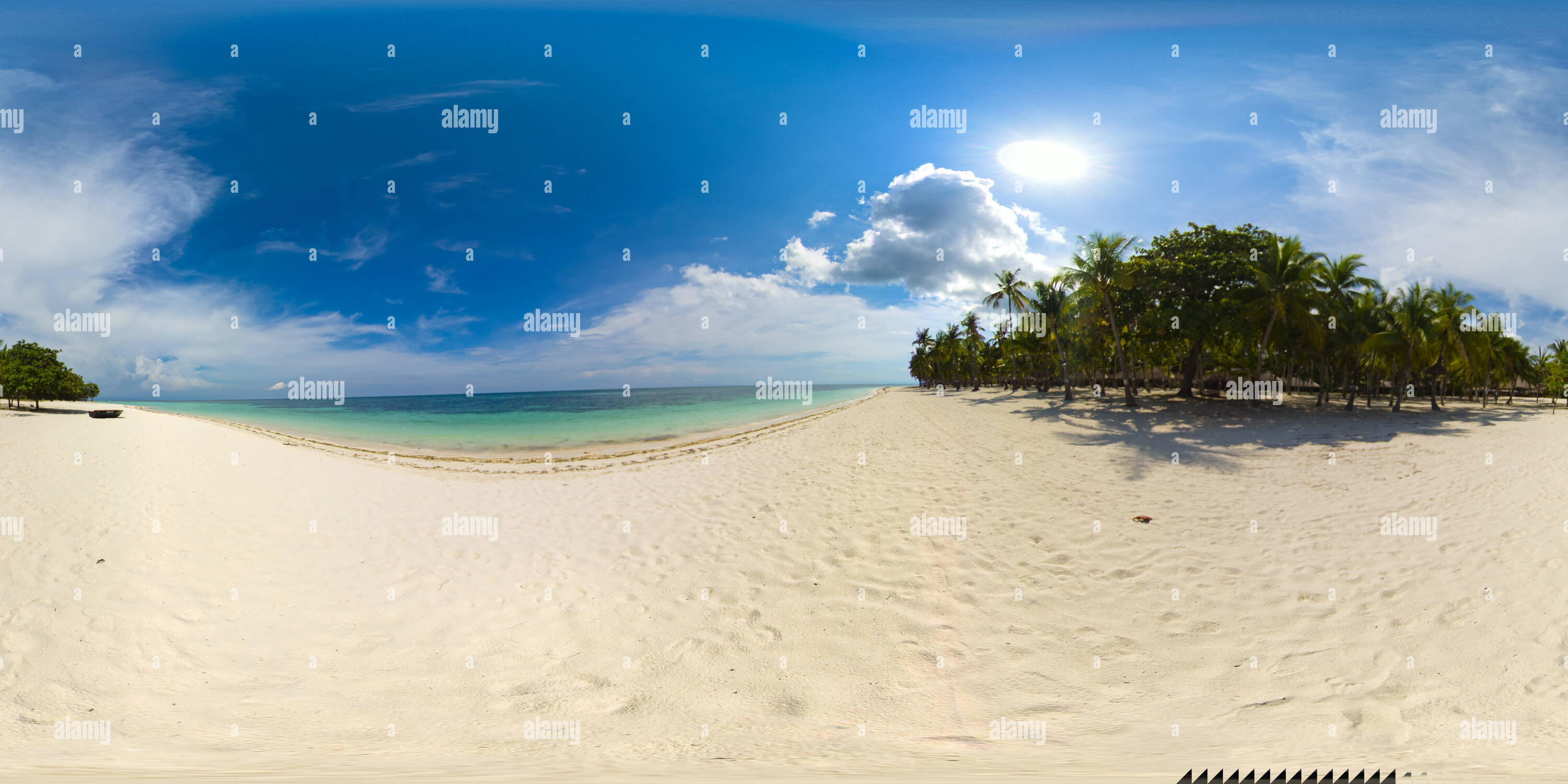 360° view of Sandy beach and tropical sea. Panglao island, Philippines ...