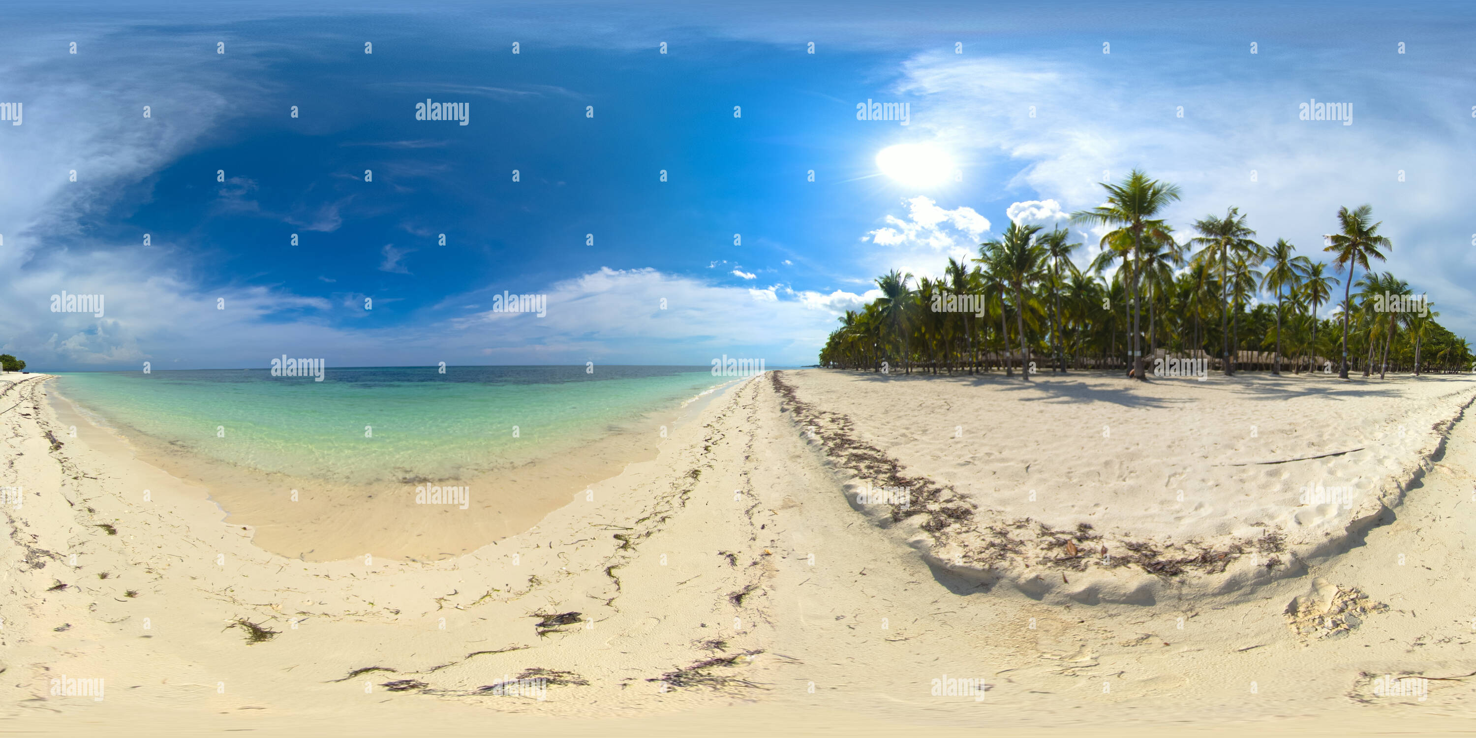 360° view of Sandy beach and tropical sea. Panglao island, Philippines ...