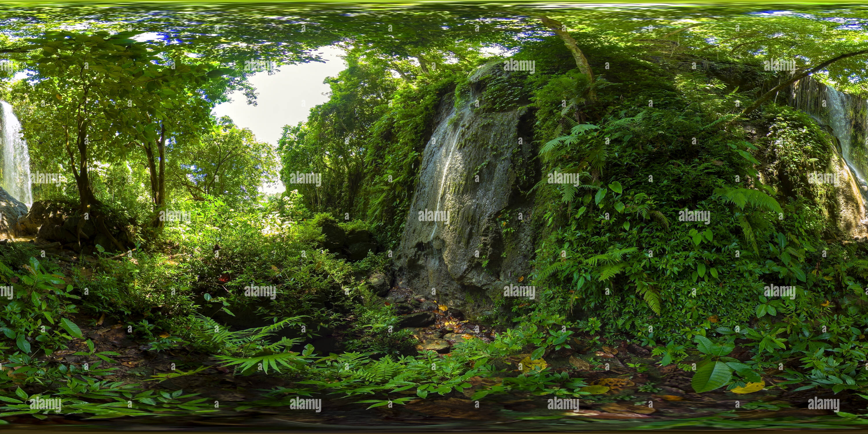 360° view of Beautiful tropical waterfall. Kawasan Falls, Bohol ...